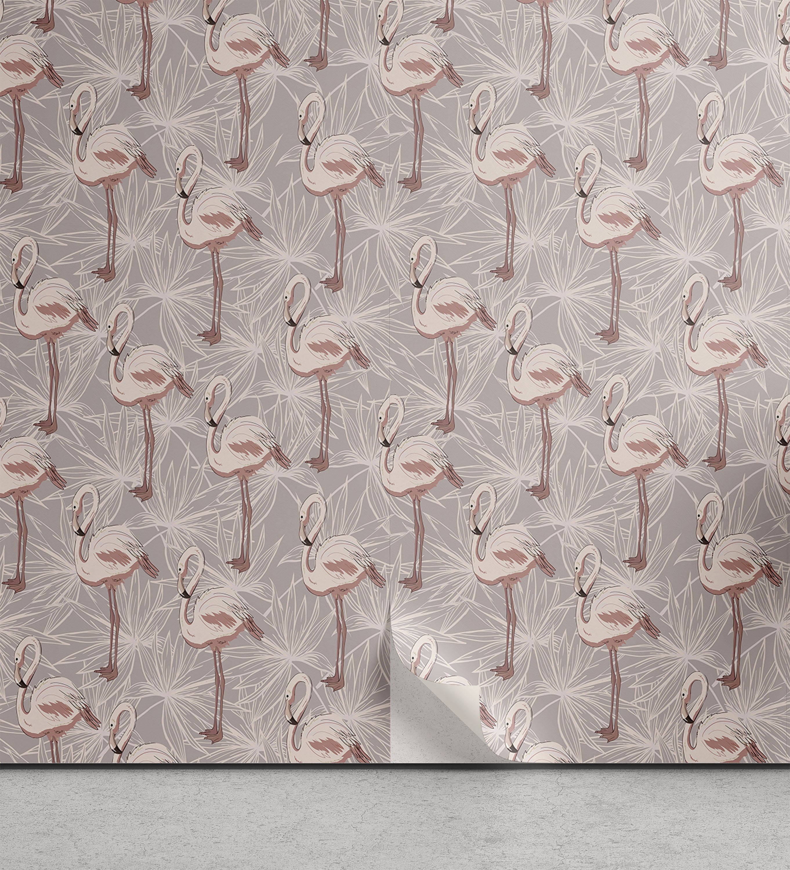 Ambesonne Flamingo Print Peel & Stick Wallpaper for Home, Soft Palms ...