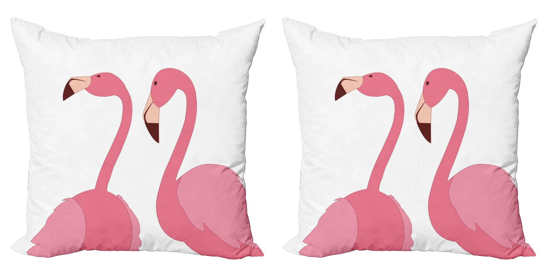 Ambesonne Flamingo Throw Pillow Cover 2 Pack, Exotic Pink Birds Animals ...