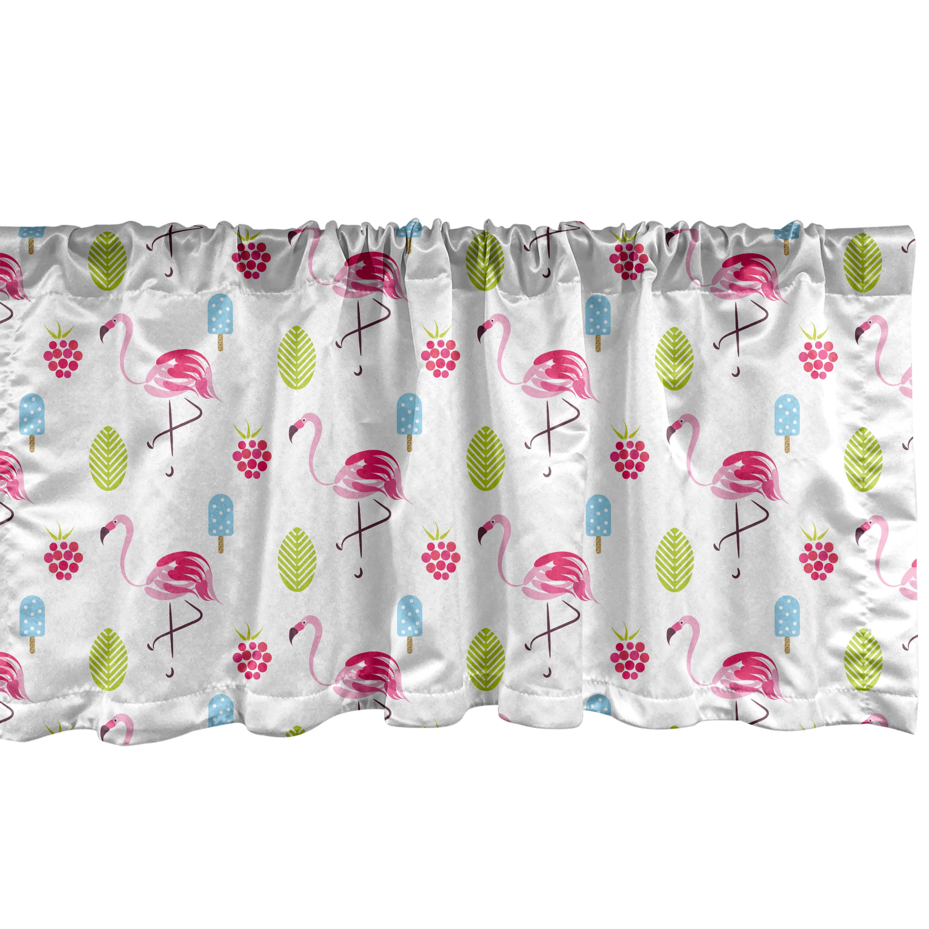 Ambesonne Flamingo Window Valance, Summer Ice Cream Berry, 54" X 18 ...