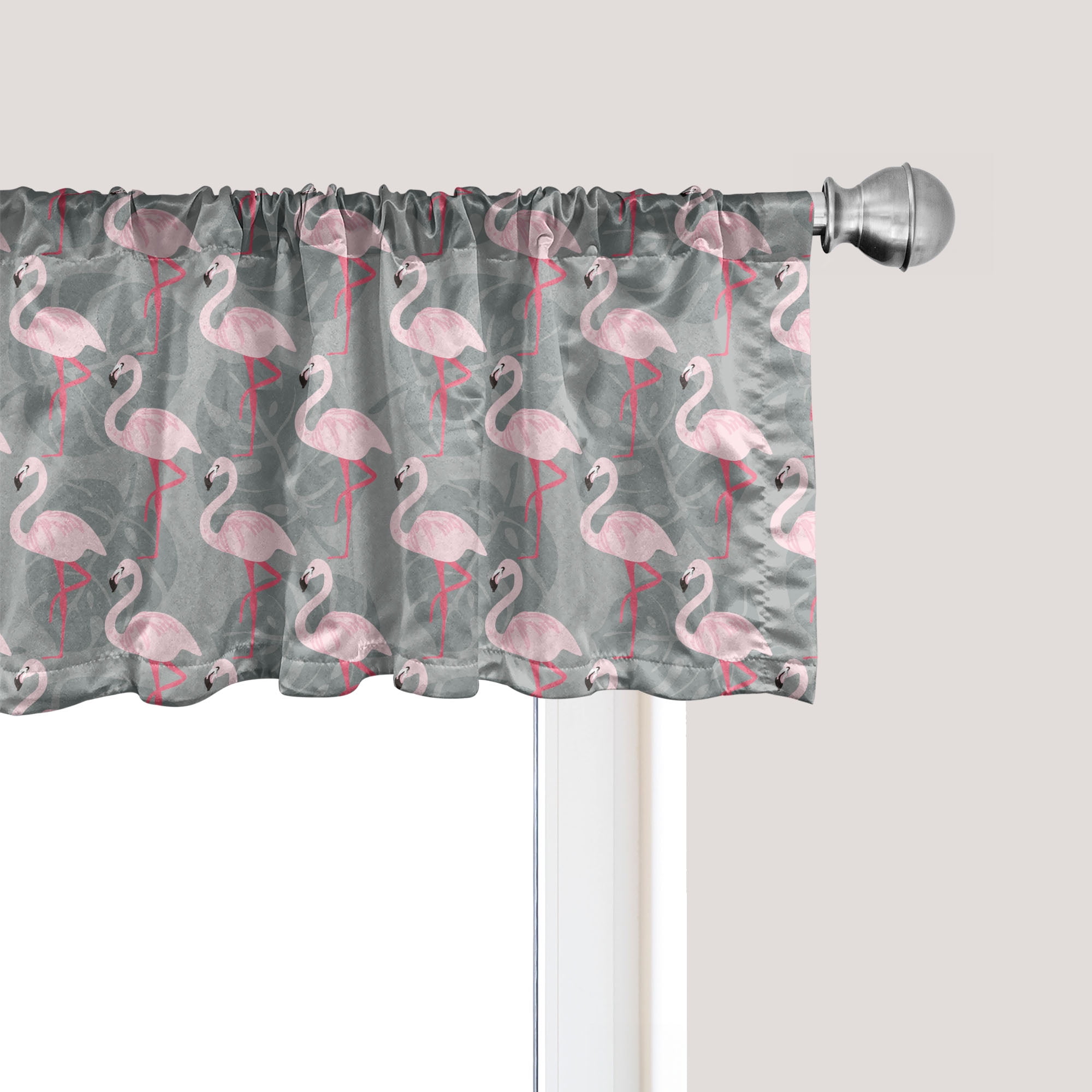 Ambesonne Flamingo Window Valance, Tree Leaves Wildlife, 42" x 12 ...