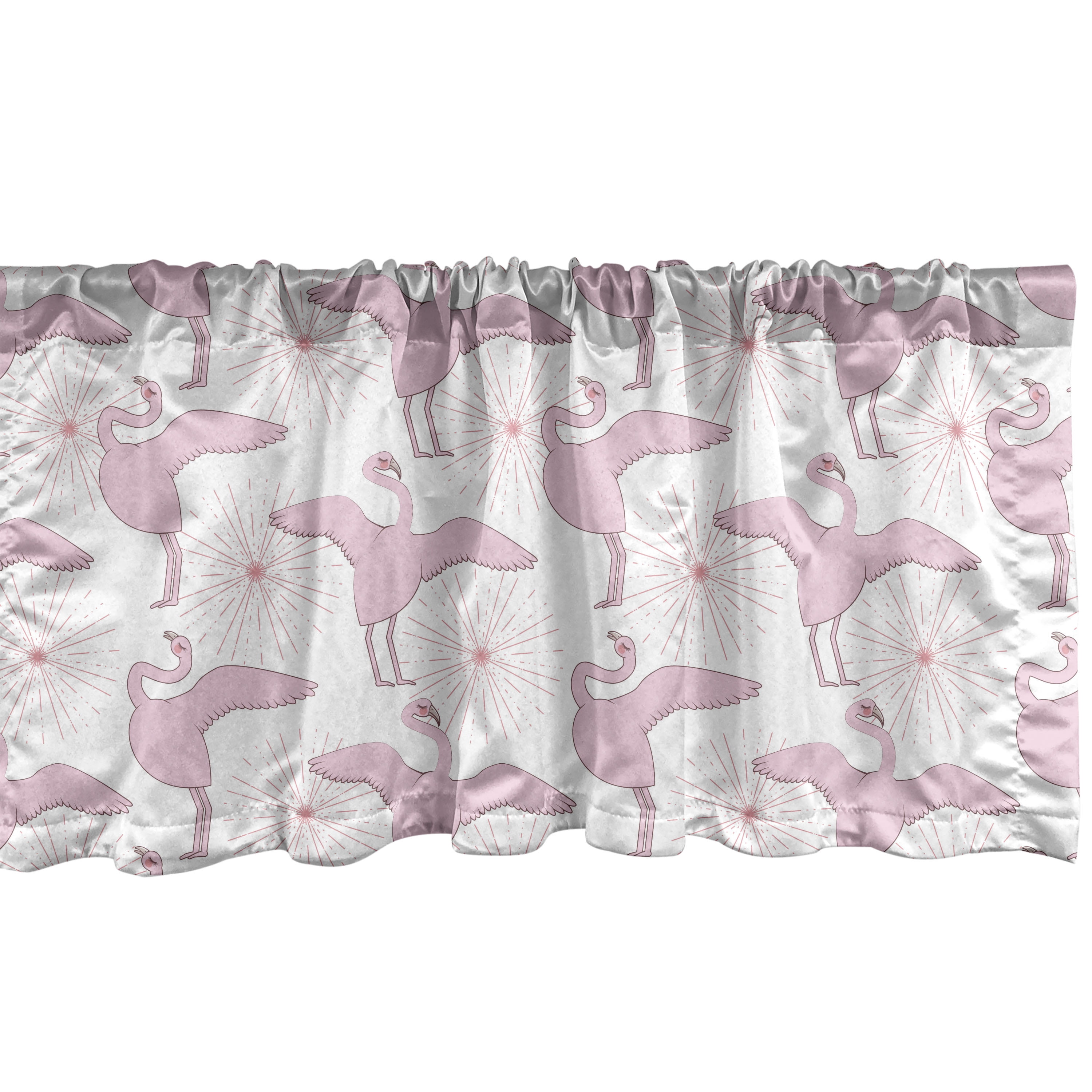 Ambesonne Flamingo Window Valance, Tropical Birds Plain Back, 54" X 12 ...