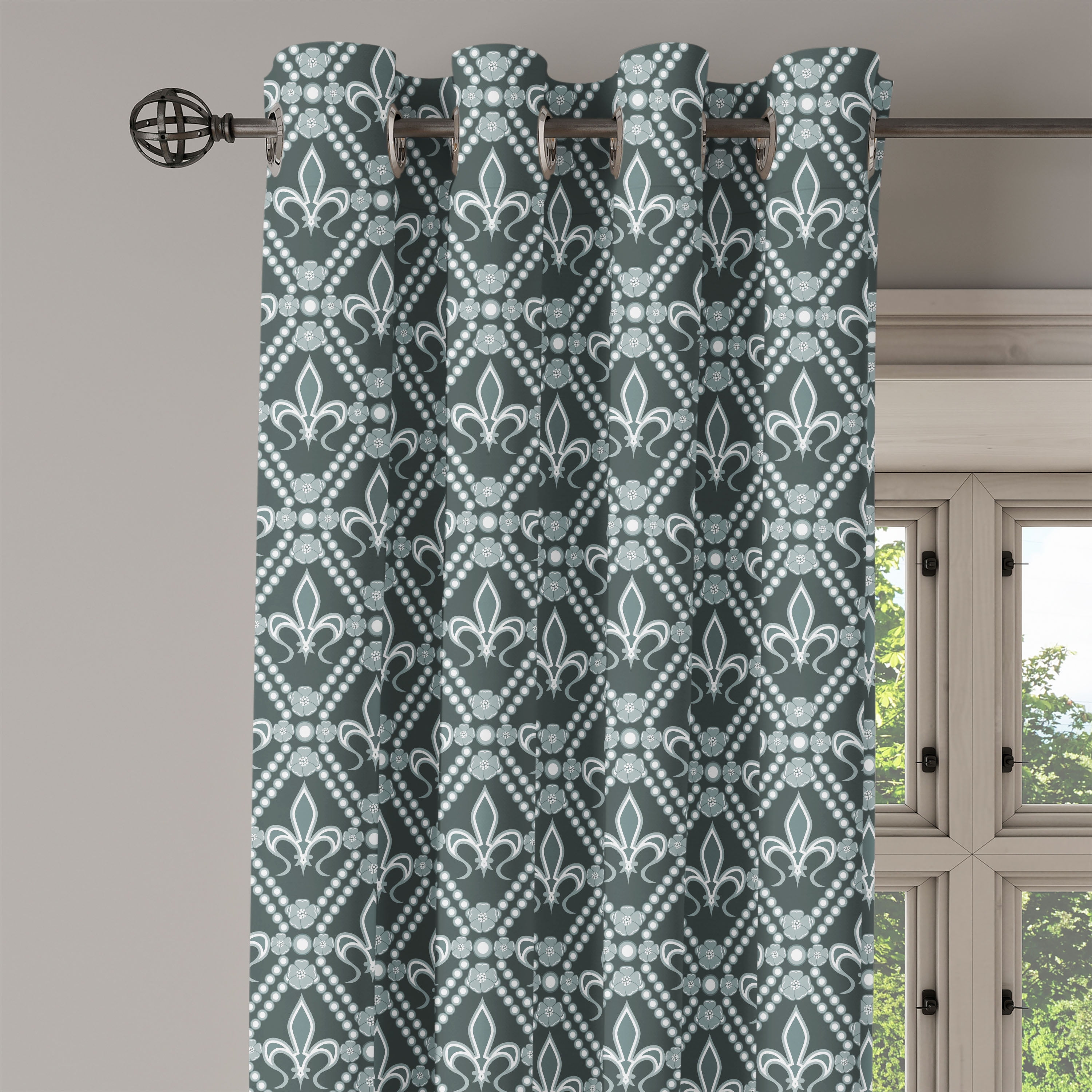 Ambesonne Fleur De Lis Grommet Curtain Single Panel, Rectangle Motifs ...