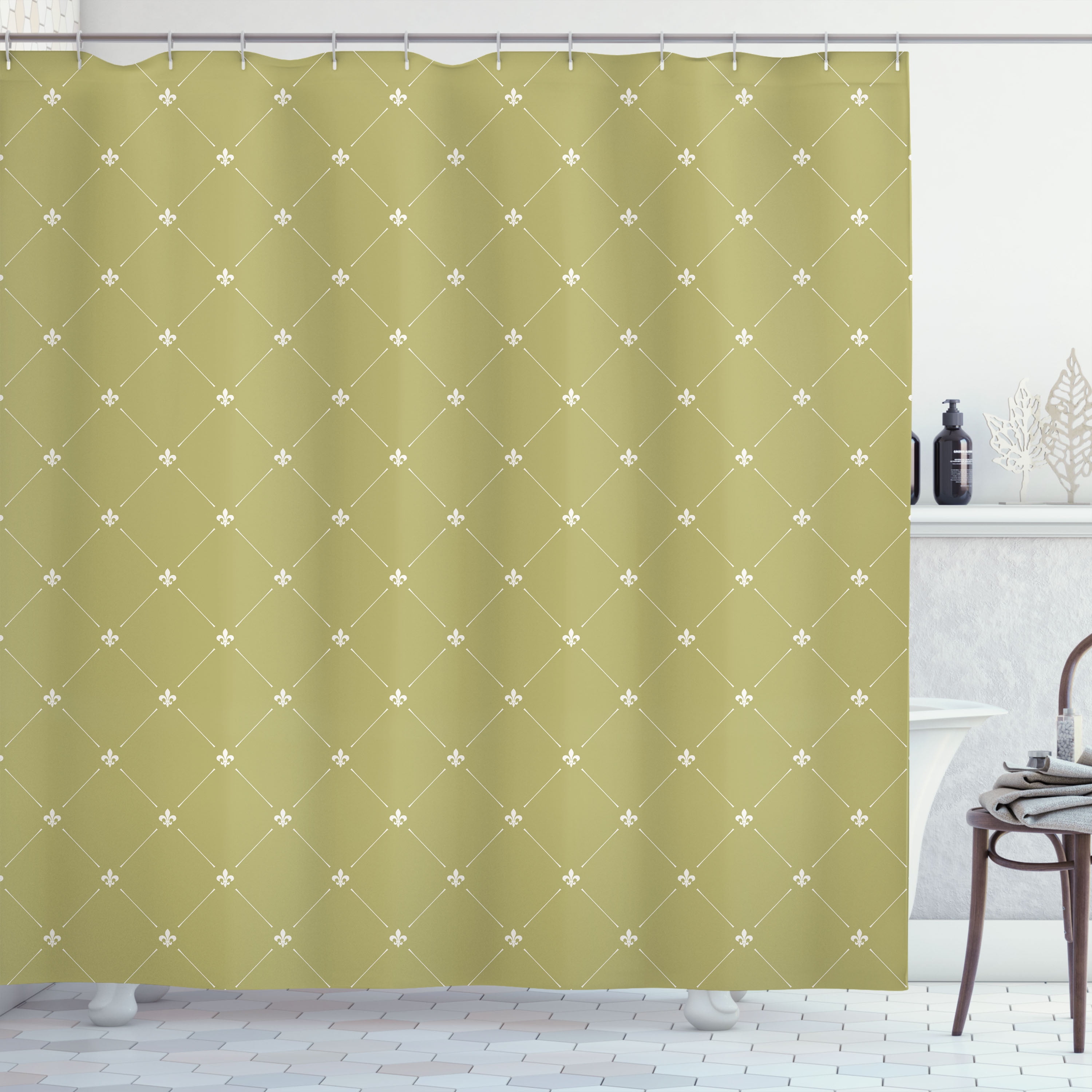 Ambesonne Fleur De Lis Shower Curtain, Damask Pattern Vintage, 69"Wx84 ...