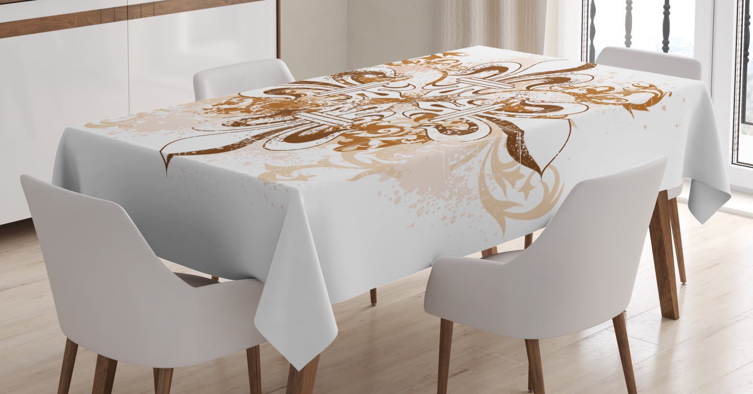 Ambesonne Fleur De Lis Tablecloth Rectangular Table Cover, Retro Floral ...