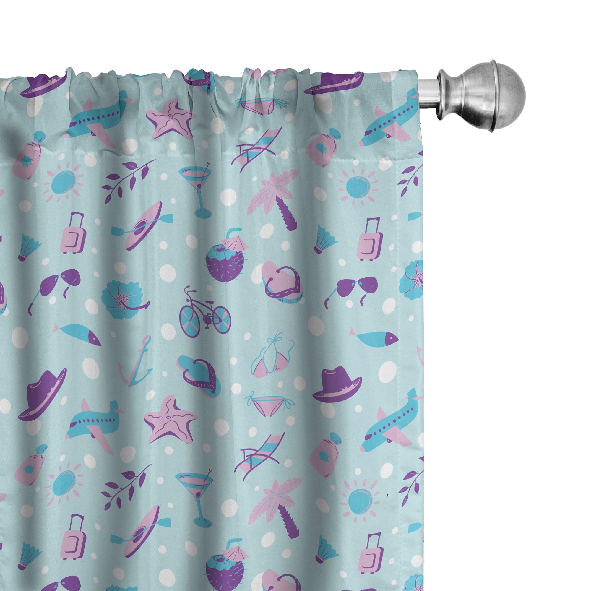 Ambesonne Flip Flop Window Curtains, Aquatic Beach, Each 28" W x 63" L ...