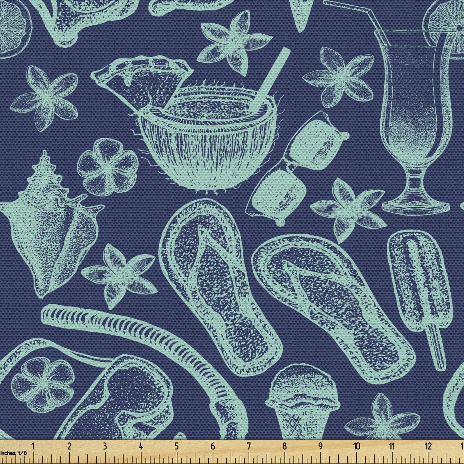 Ambesonne Flip Flop Fabric by the Yard Upholstery, Exotic Summer Design ...