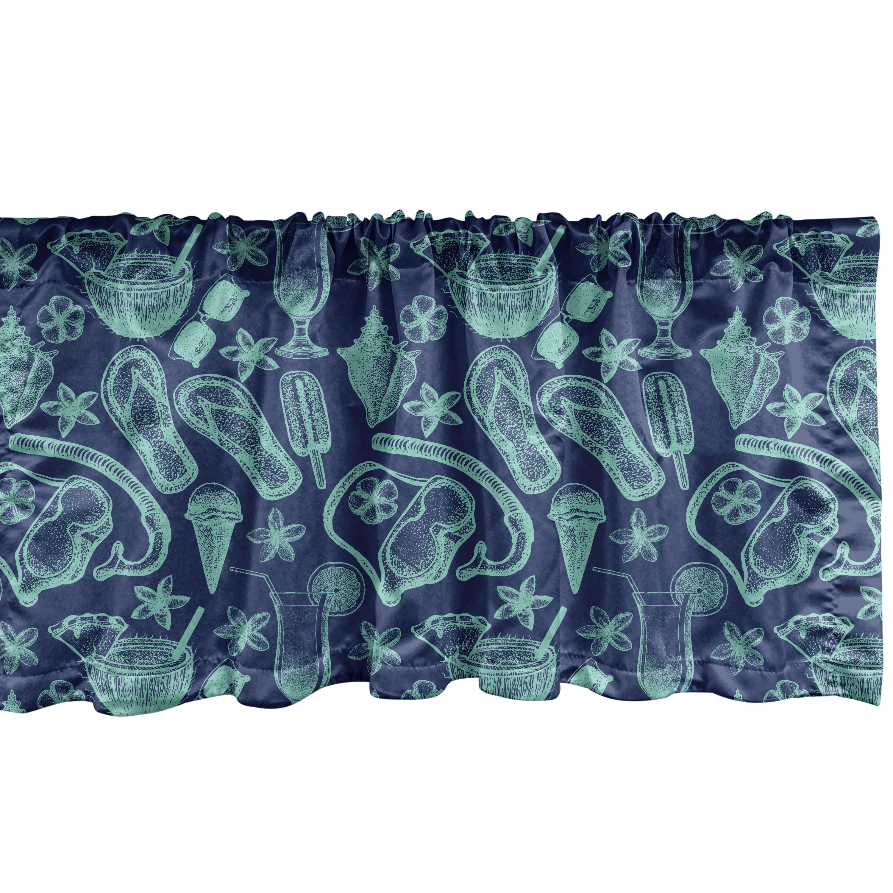 Ambesonne Flip Flop Window Valance, Exotic Summer Design, 54" X 18 ...