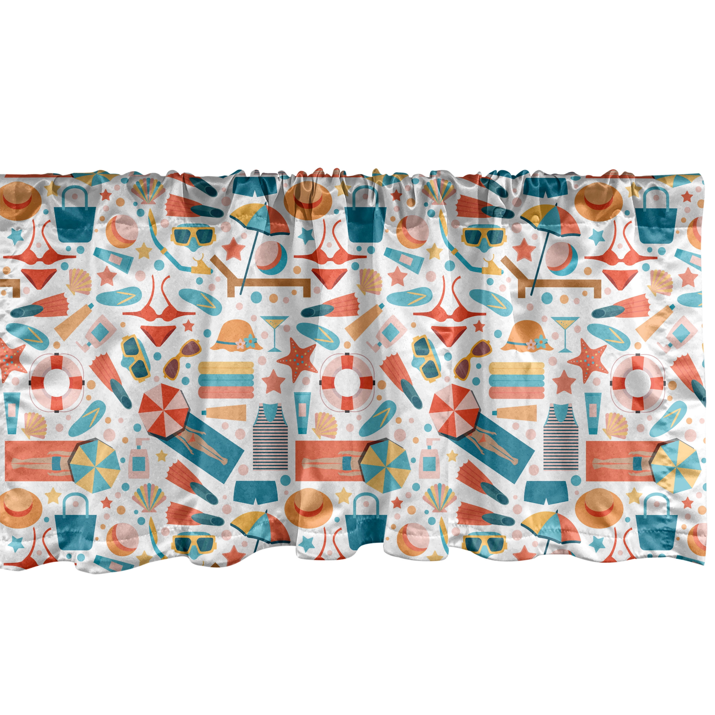 Ambesonne Flip Flop Window Valance, Snorkeling s, 54" X 12", Multicolor ...