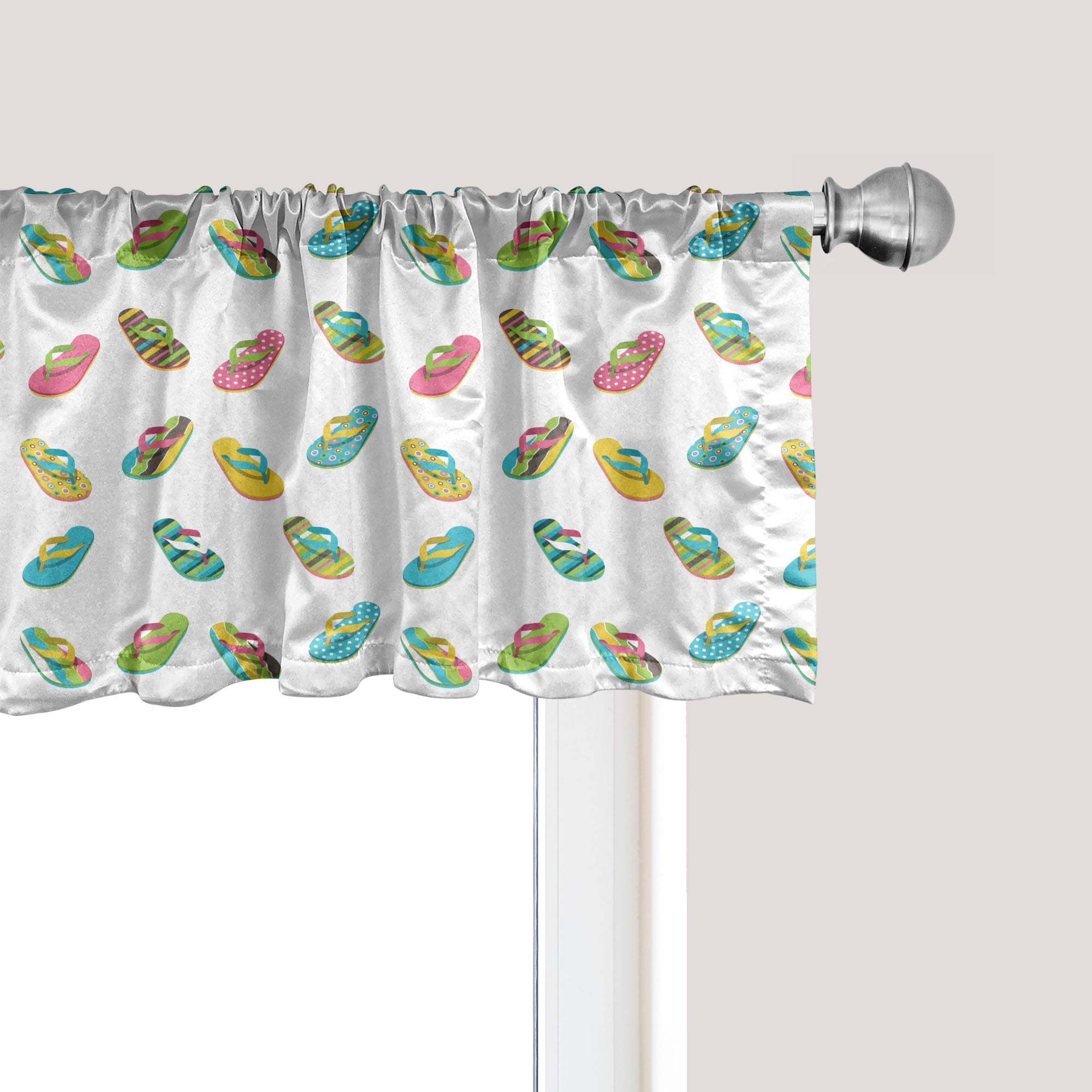 Ambesonne Flip Flop Window Valance, Thong Sandal Design, 54" X 12 ...