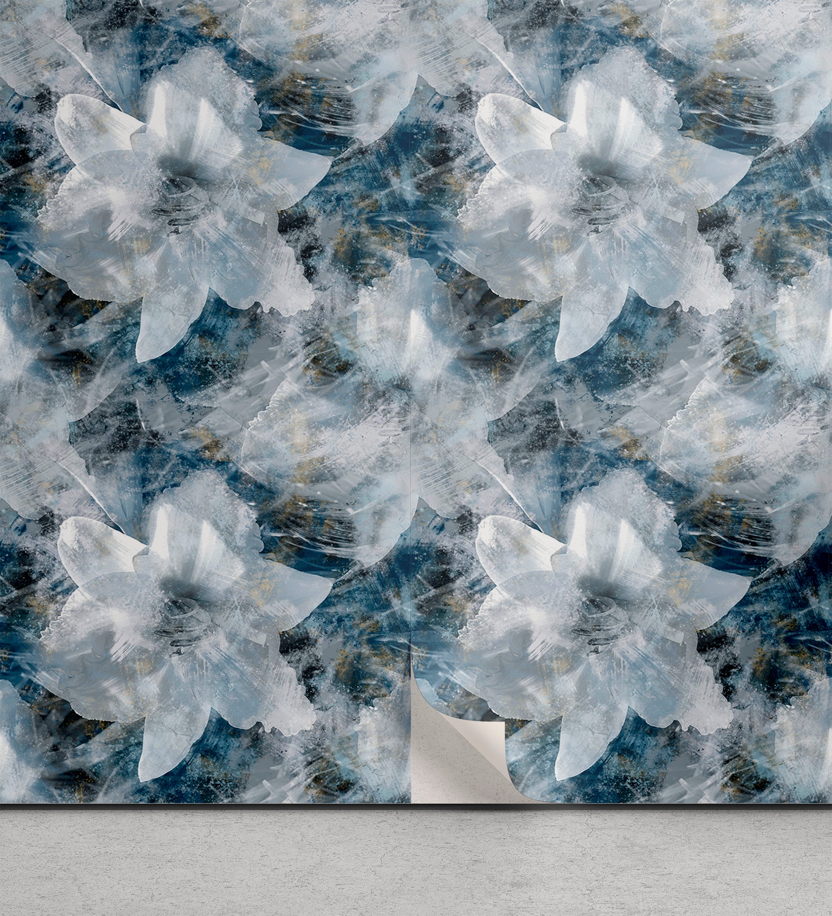 Ambesonne Flora Peel & Stick Wallpaper for Home, Grungy Print of Gentle ...