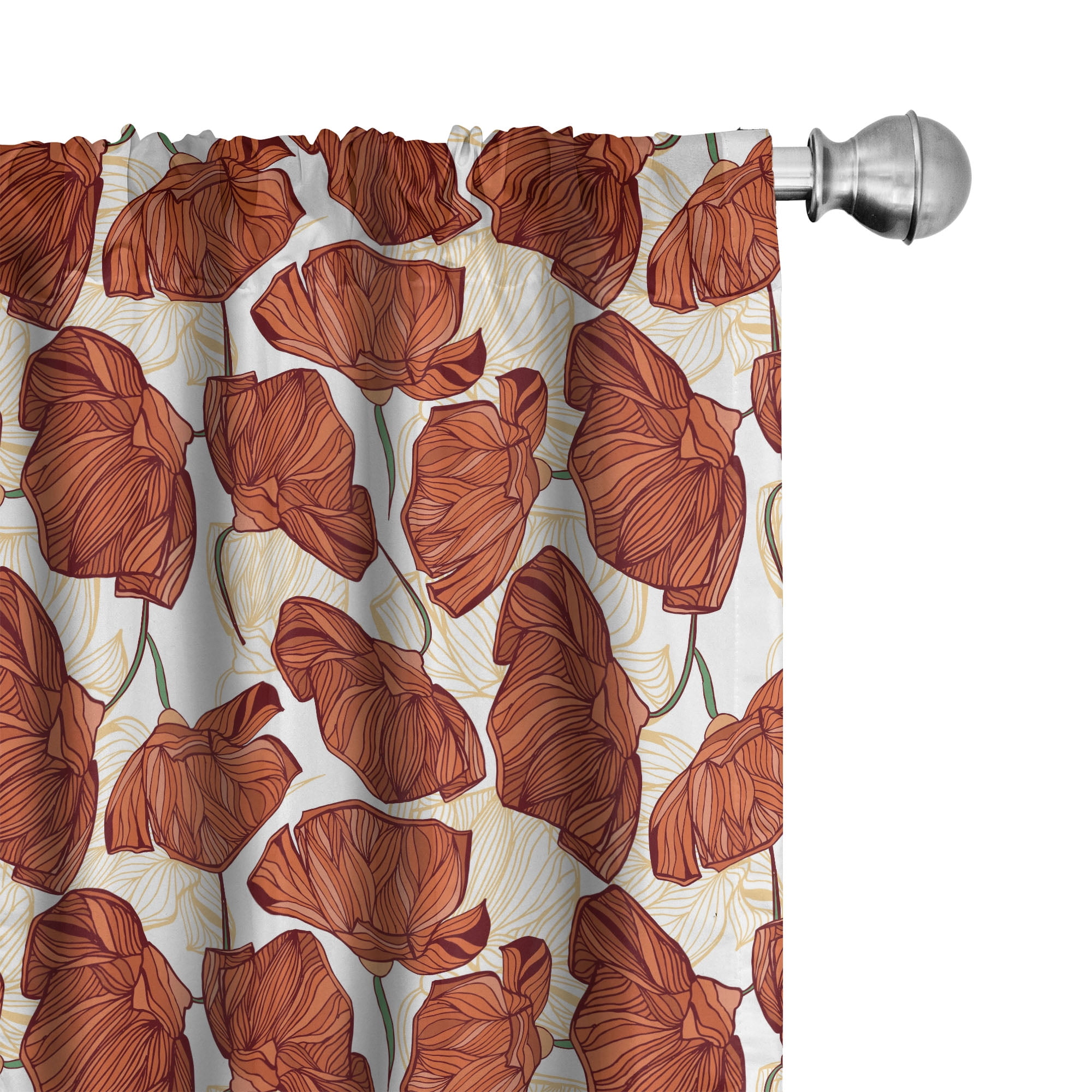 Ambesonne Floral Window Curtains, Striped Poppy Flowers Design, Each 28 ...