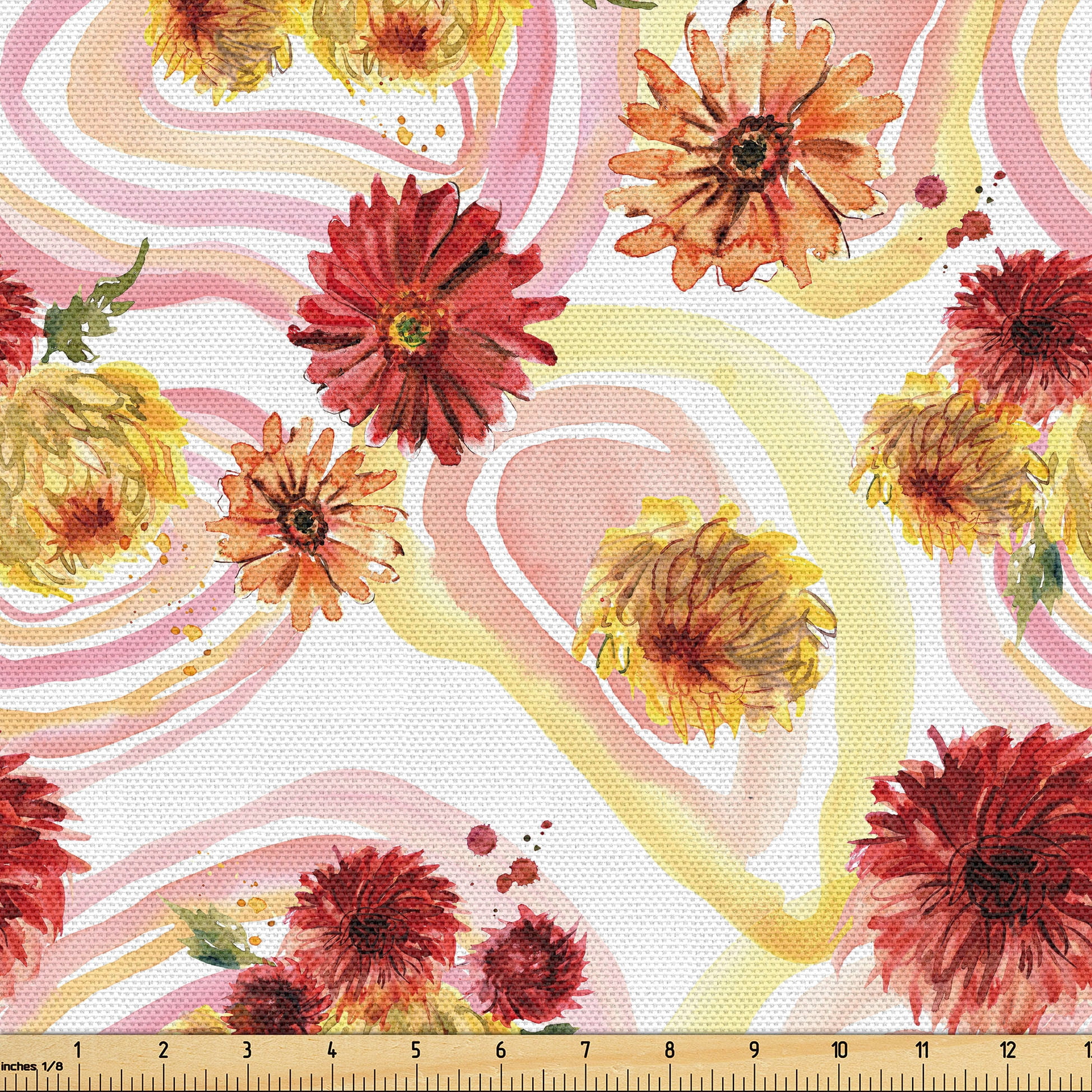 Ambesonne Floral Aquarelle Fabric by the Yard Upholstery, Gerbera ...