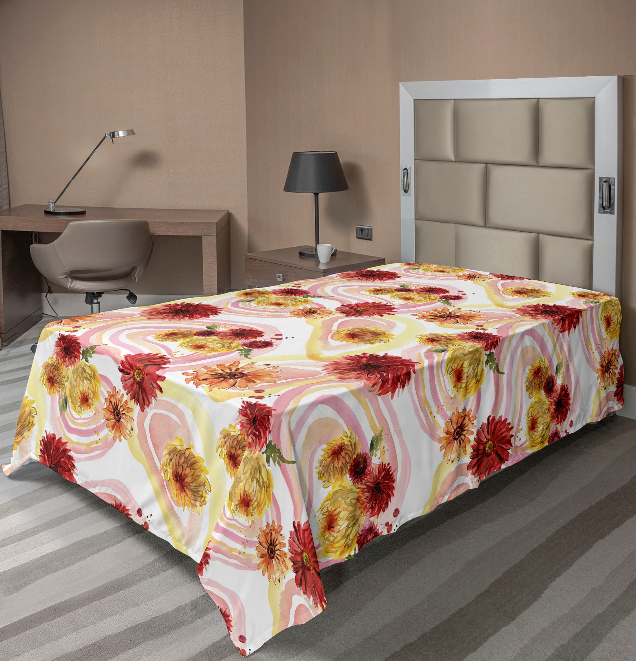 Ambesonne Floral Aquarelle Flat Bedding Sheet Soft Top Sheet, Gerbera ...