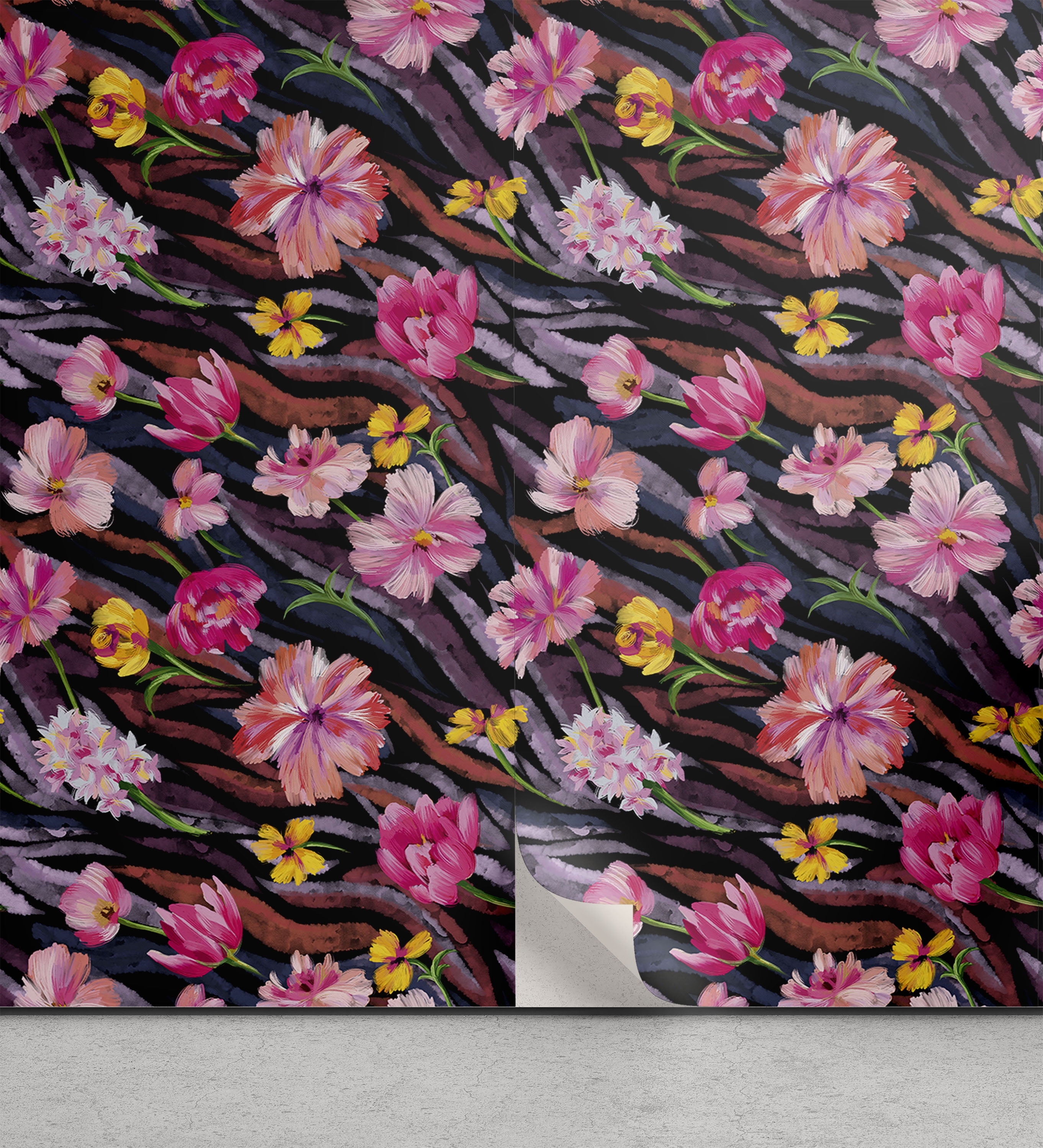 Ambesonne Floral Aquarelle Peel & Stick Wallpaper for Home, Botany ...