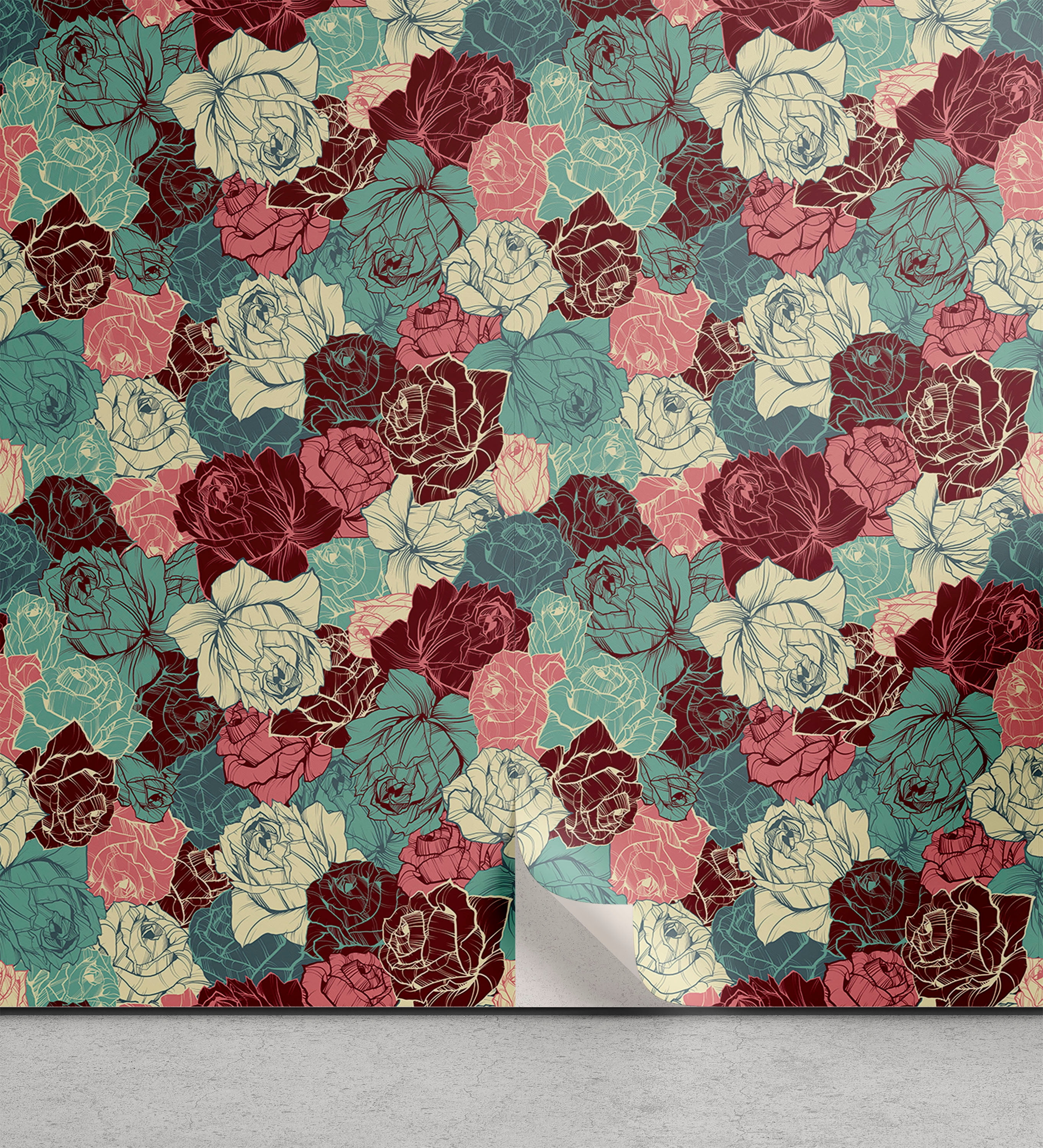 Ambesonne Floral Boho Peel & Stick Wallpaper for Home, Delicate Botany ...