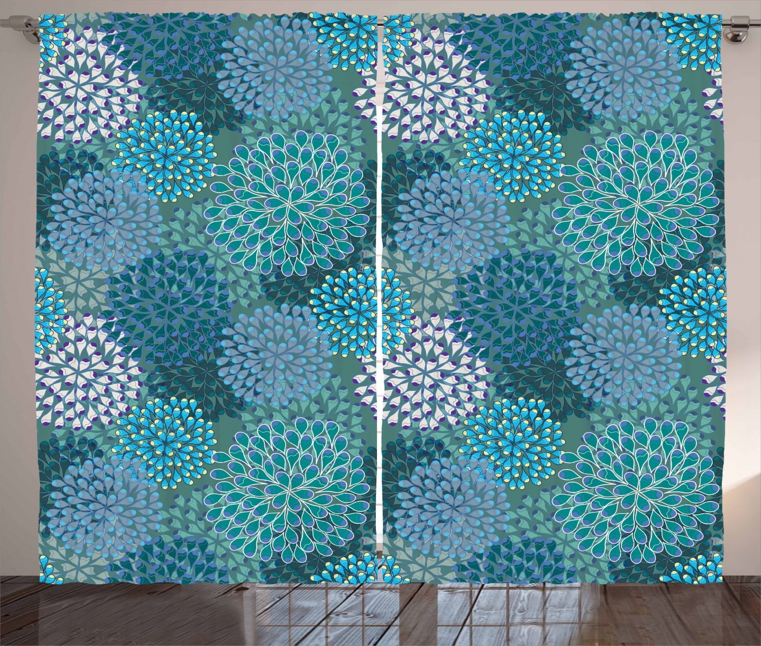 Ambesonne Floral Curtains 2 Panel Set, Clove Petals Vibrant, 108" x 96 ...