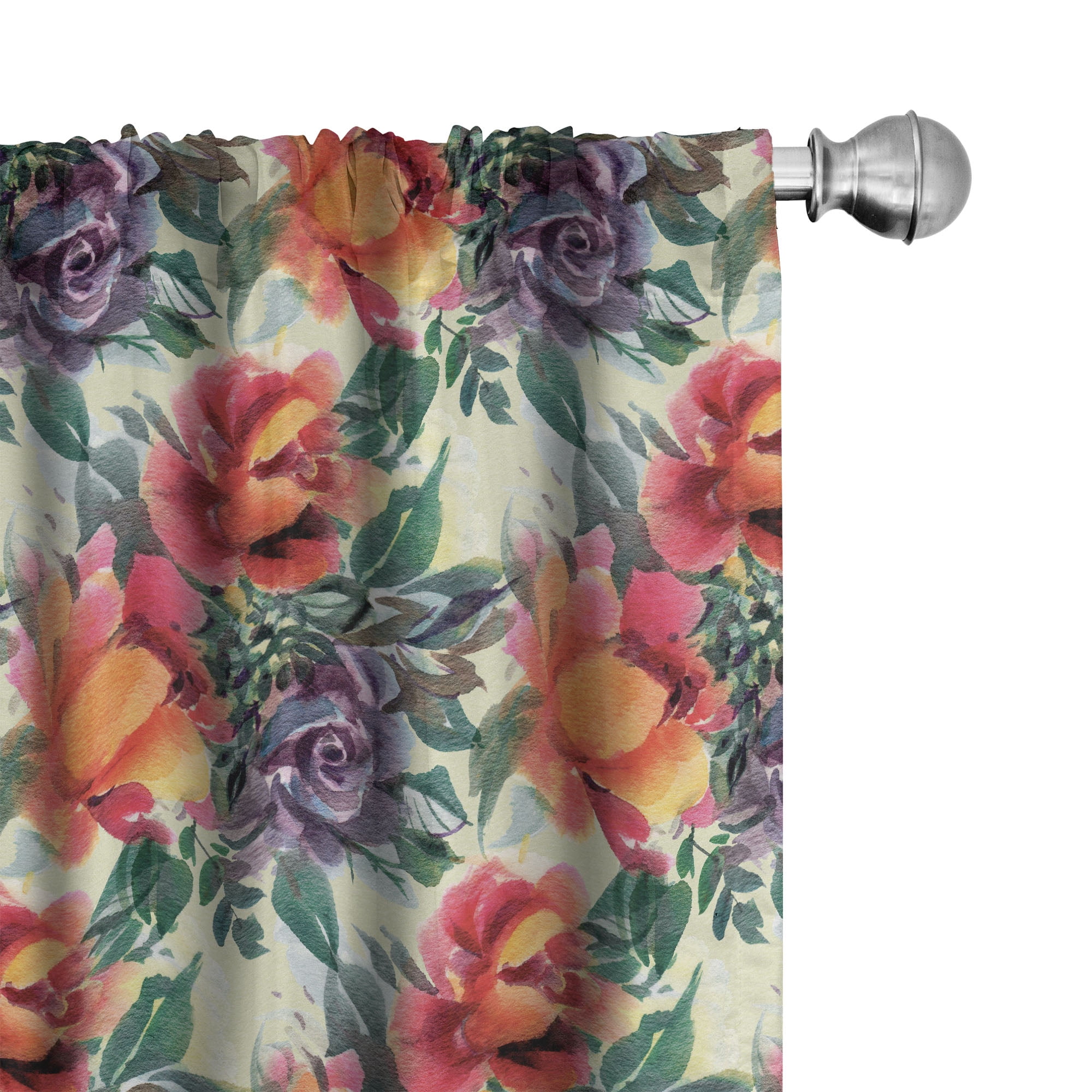 Ambesonne Floral Curtains, Flower Nature Botanical Plot, Pair of 28"x84 ...