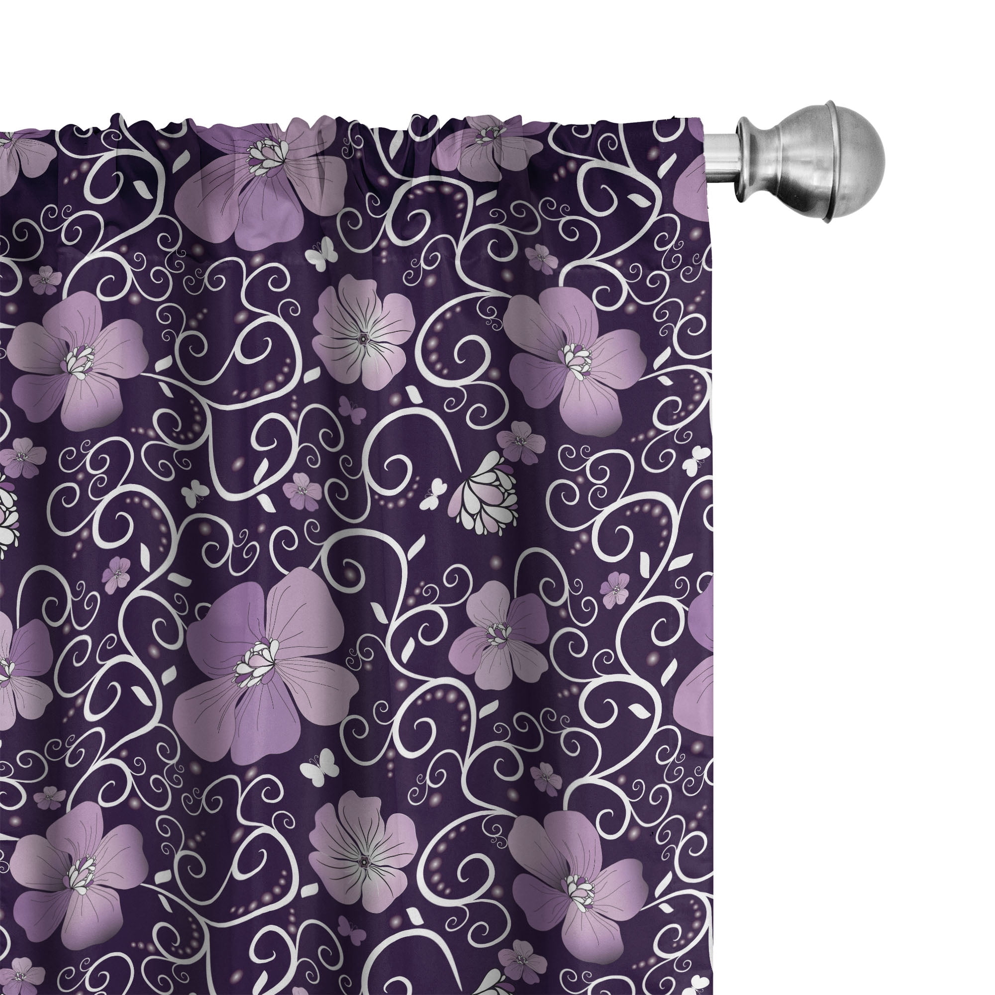 Ambesonne Floral Curtains, Flower Patterned Design, Pair of 28"x63 ...