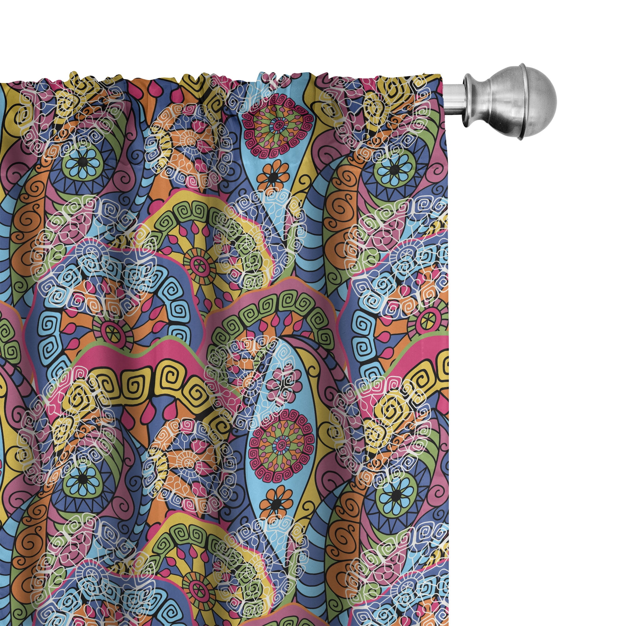 Ambesonne Floral Curtains, Hippie Aztec Tribal Boho, Pair of 28"x95 ...