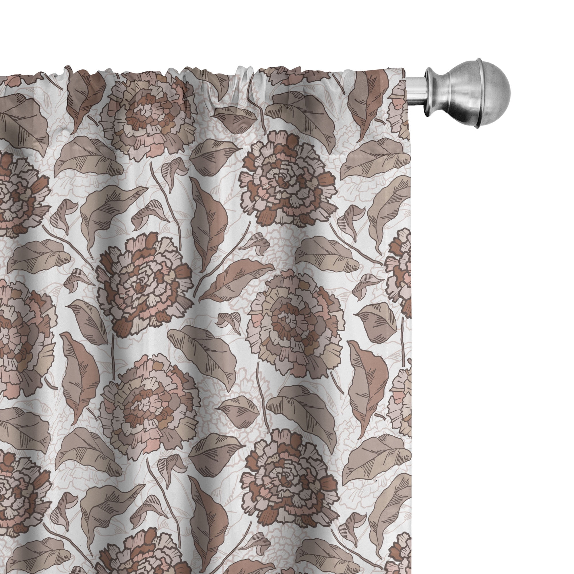 Ambesonne Floral Curtains, Ornamental Foliage Motif, Pair of 28"x95 ...