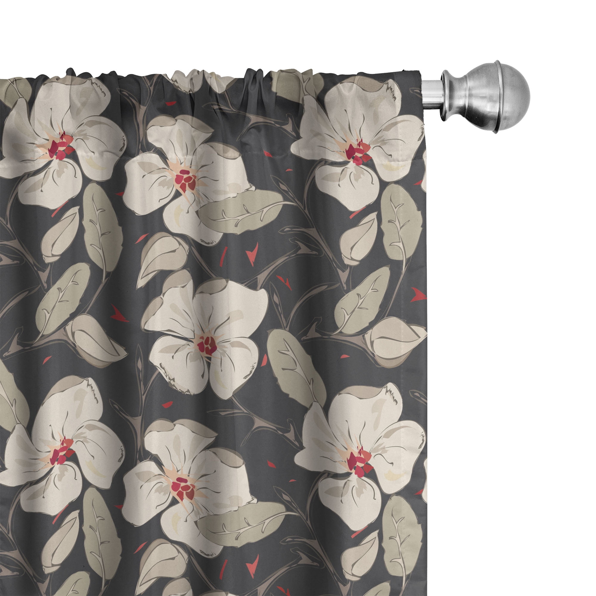 Ambesonne Floral Curtains, Poppy Flowers Nature, Pair of 28"x84", Tan ...