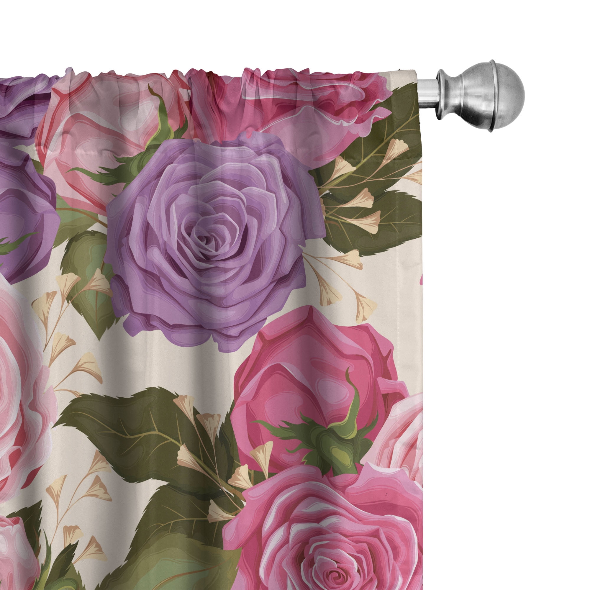 Ambesonne Floral Curtains, Roses Retro Abstract Plot, Pair of 28"x63 ...