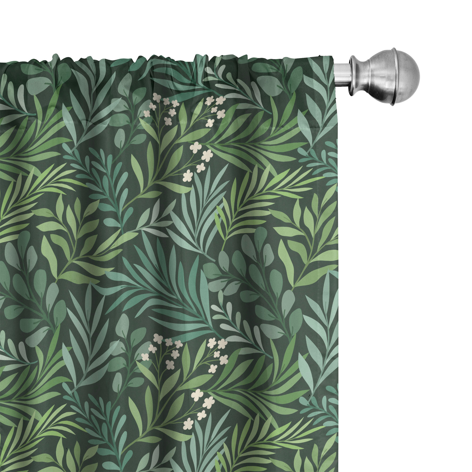 Ambesonne Floral Curtains, Simplified Repeating Leaves, Pair of 28"x84 ...