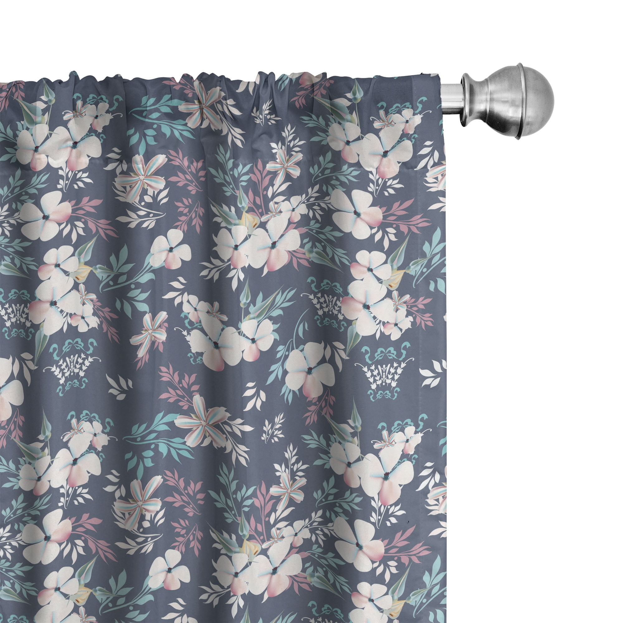 Ambesonne Floral Curtains, Soft Tones Neat Floral Art, Pair of 28"x84 ...