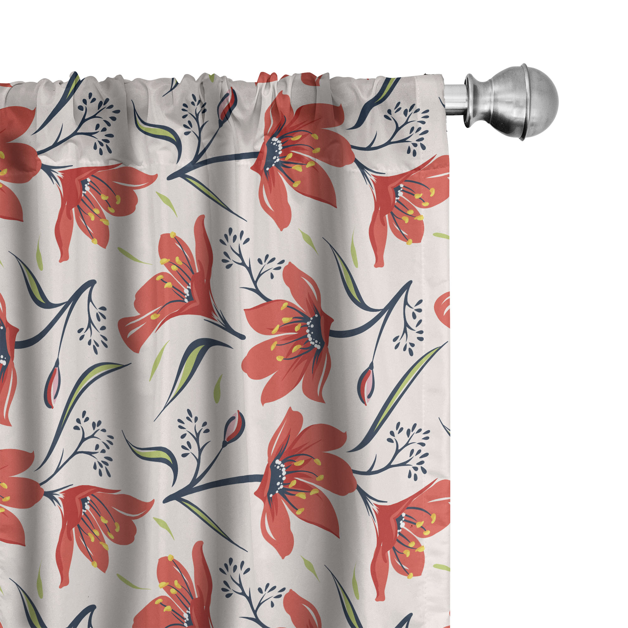 Ambesonne Floral Curtains, Vintage Tulip Flowers, Pair of 28"x84 ...