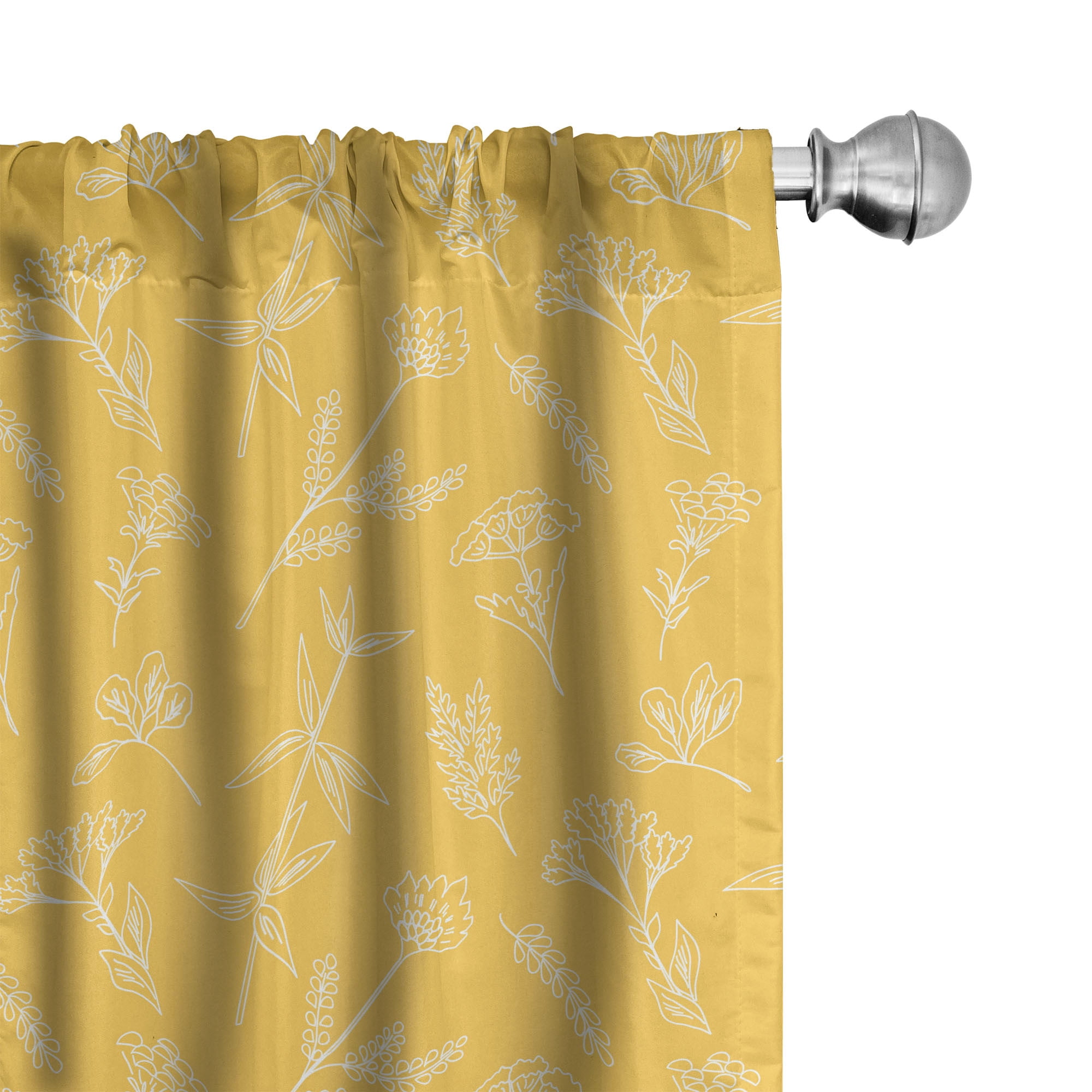 Ambesonne Floral Curtains, Wildflowers Outline Drawings, Pair of 28"x84 ...