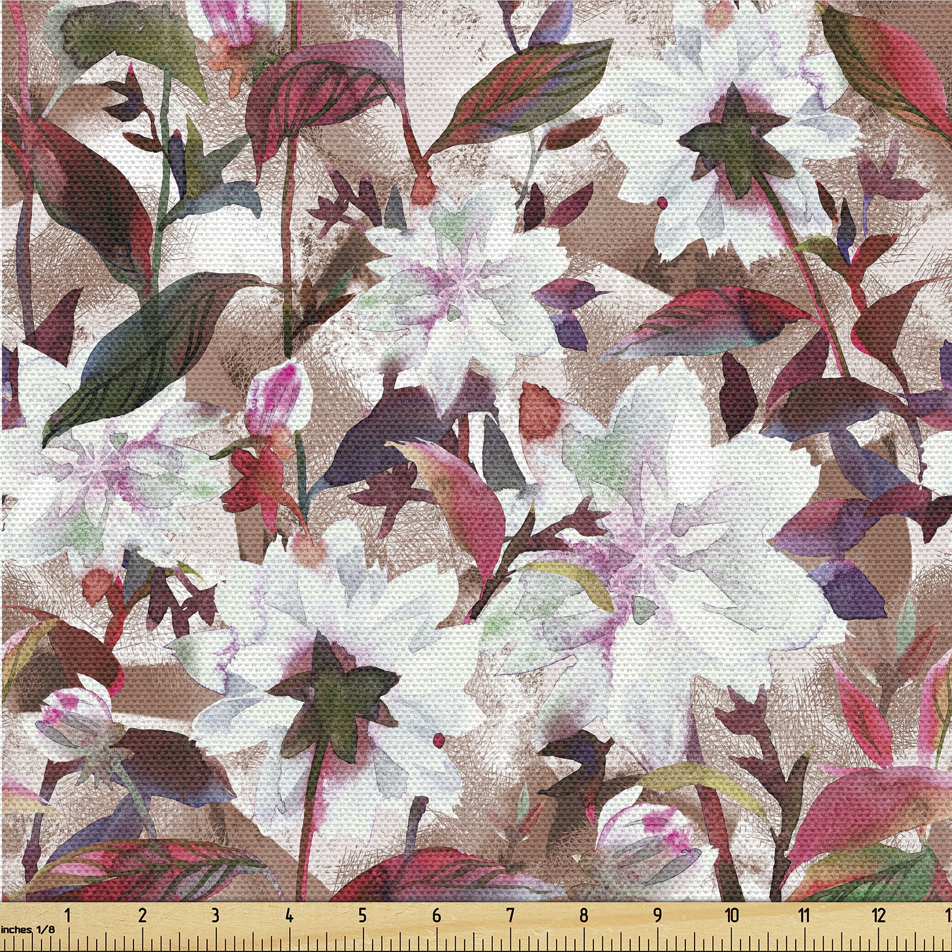 Ambesonne Floral Design Fabric by the Yard Upholstery, Colorful Dream ...