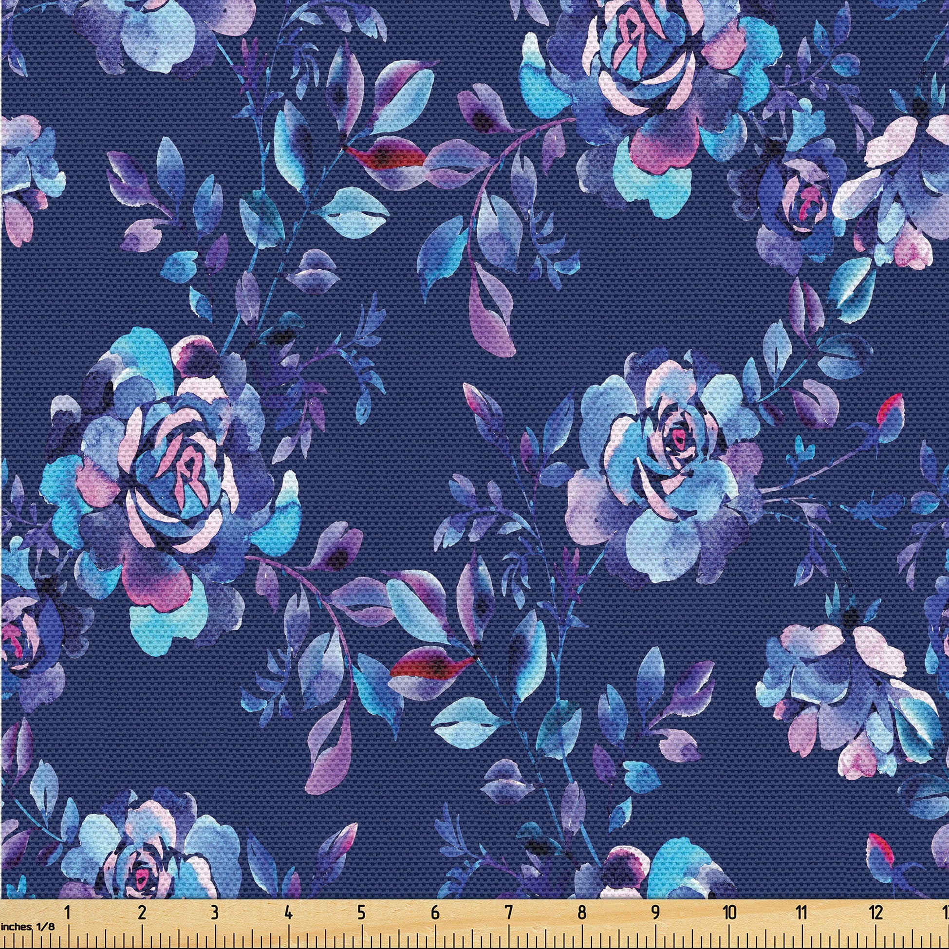 Ambesonne Floral Design Fabric by the Yard Upholstery, Inverted Colors ...