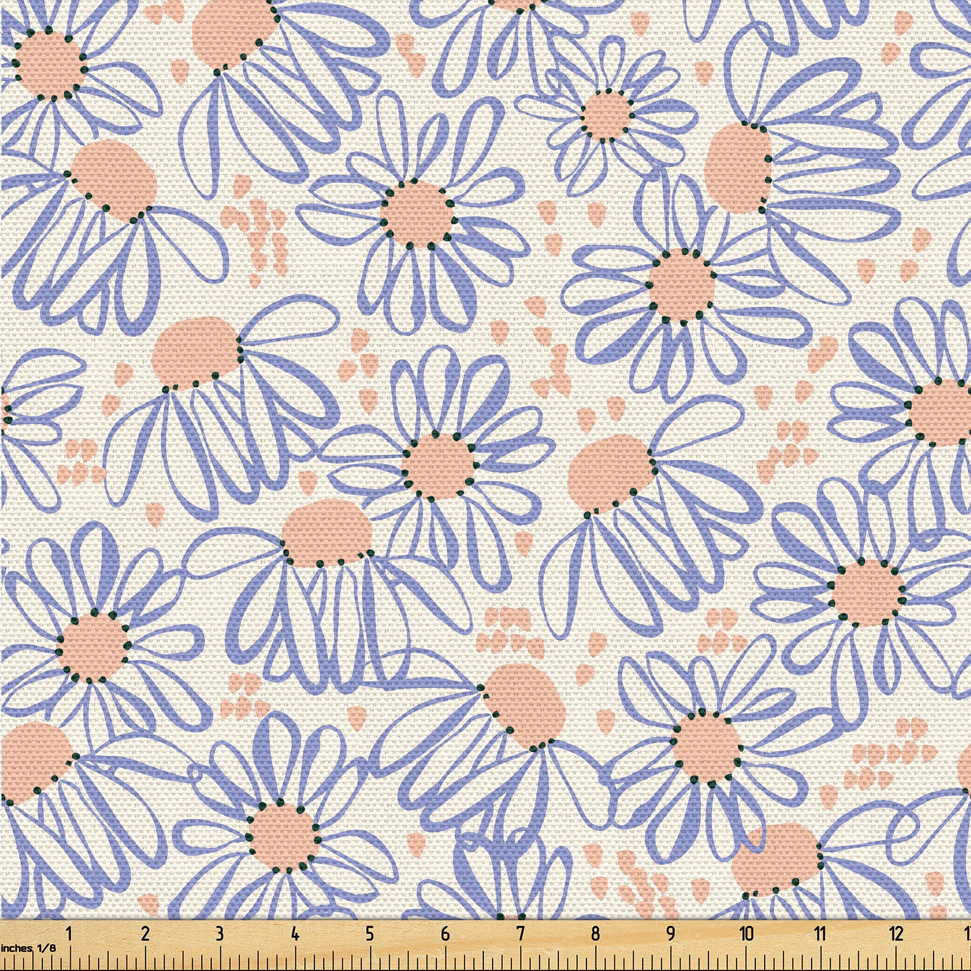 Ambesonne Floral Design Fabric by the Yard Upholstery, Spring Chamomile ...