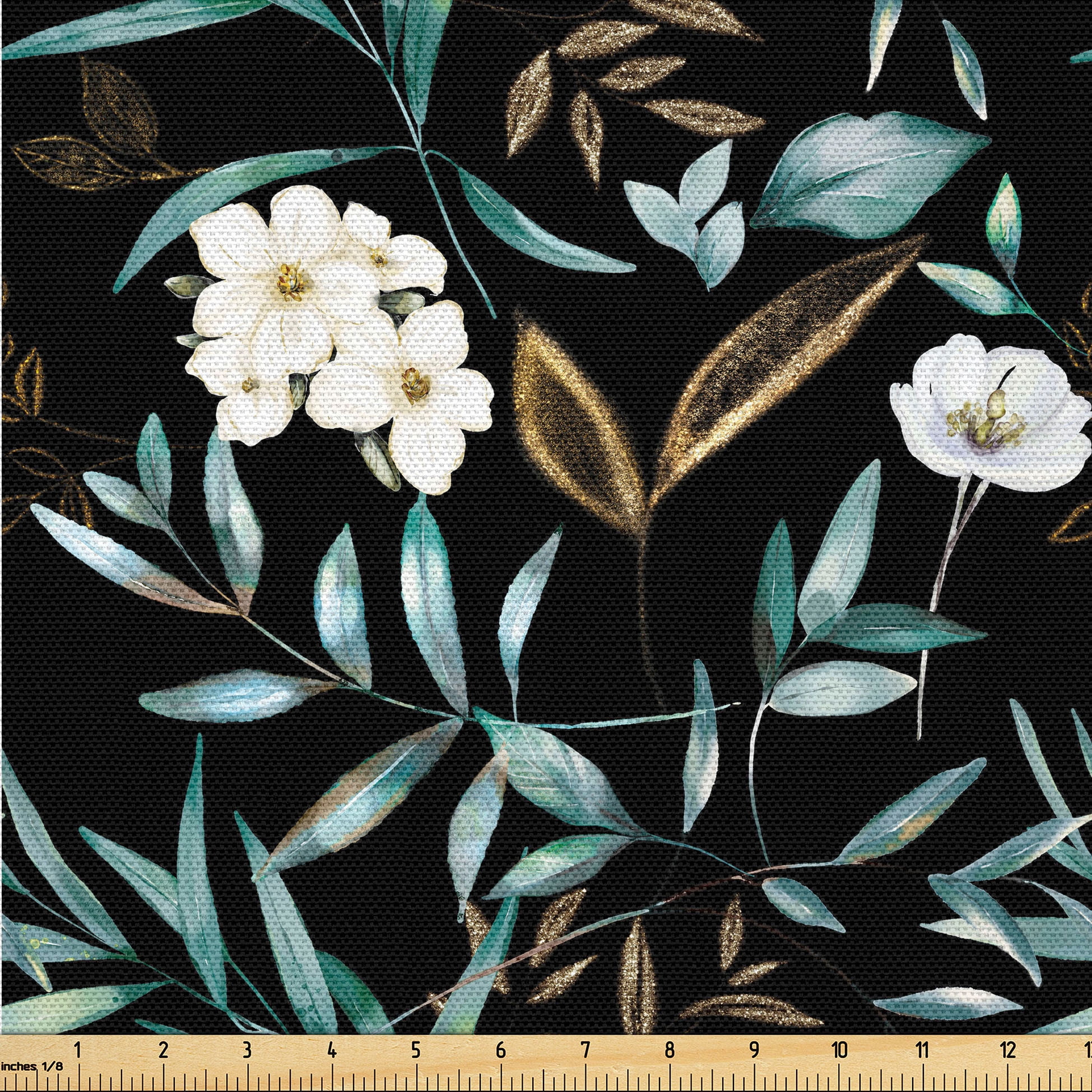 Ambesonne Floral Design Fabric by the Yard Upholstery, Exotic Leafy ...