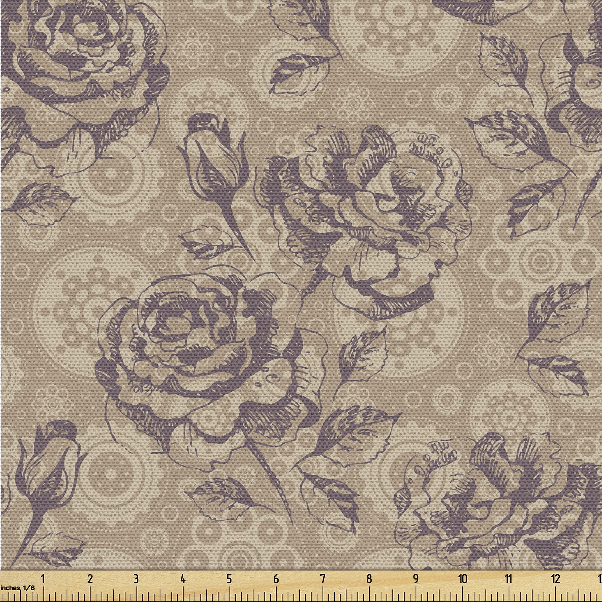 Ambesonne Floral Design Fabric by the Yard Upholstery, Oriental Rose ...