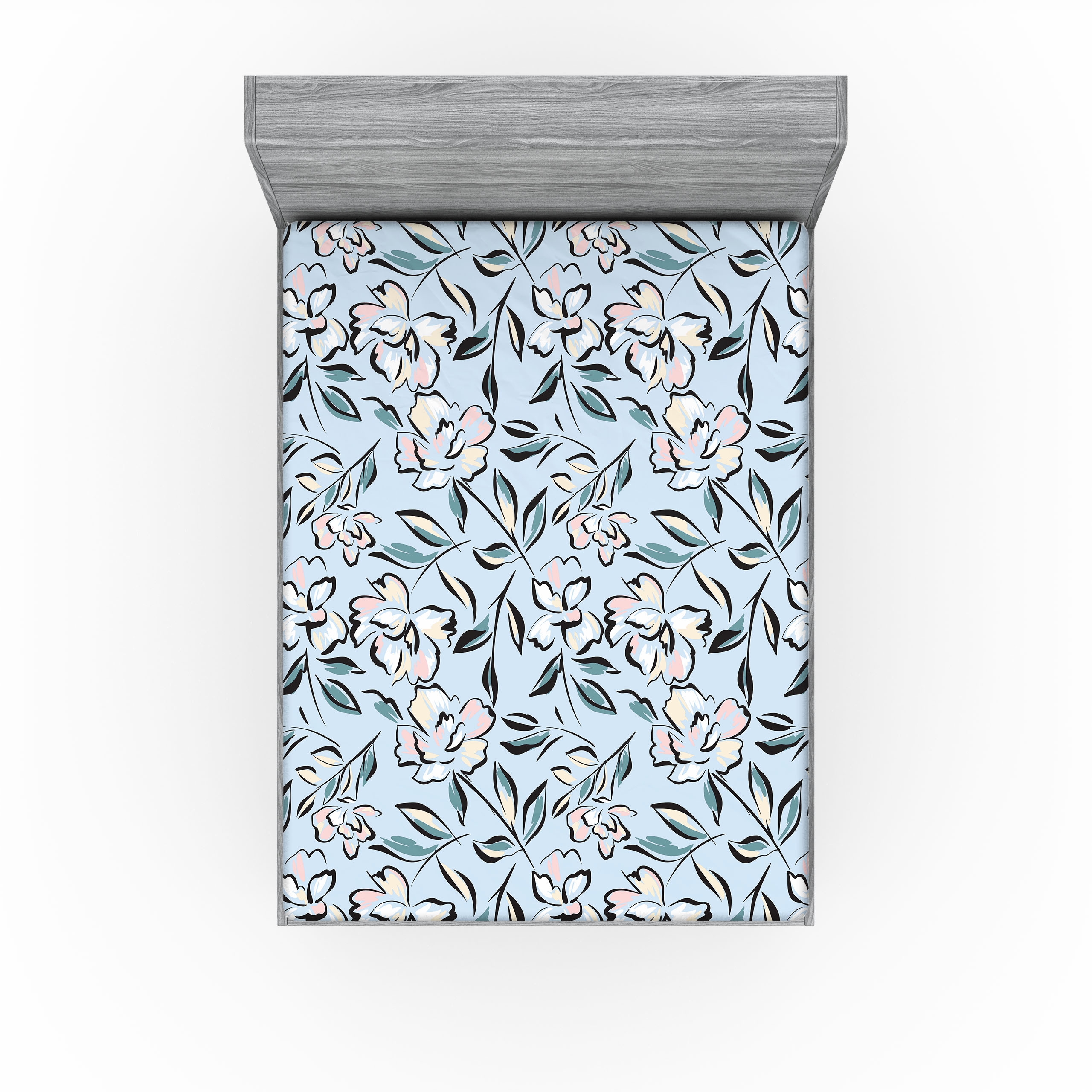 Ambesonne Floral Design Fitted Sheet, Pastel Dream Flowers, Full Size ...