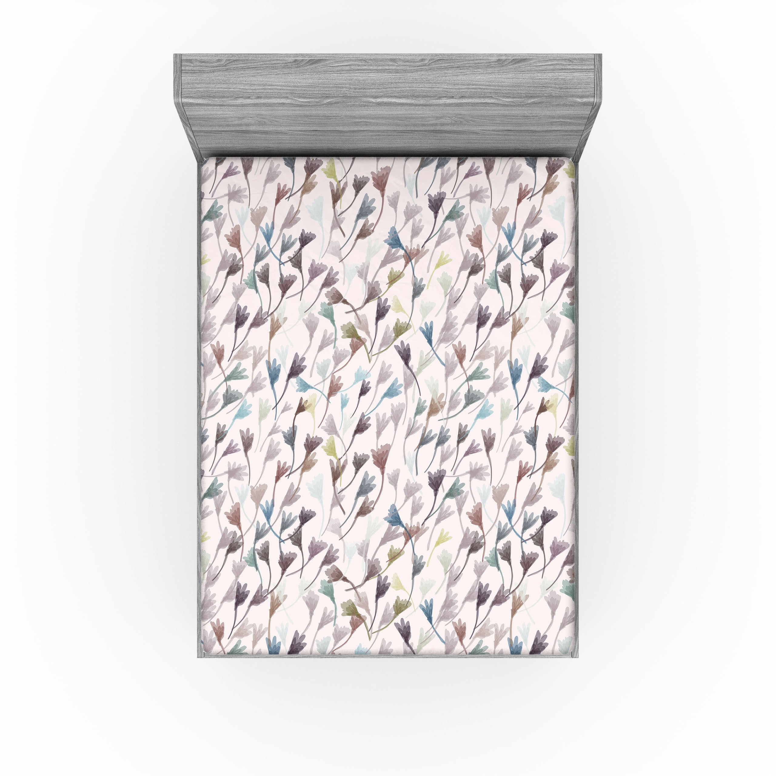 Ambesonne Floral Design Fitted Sheet, Simple Wildflowers, Full Size ...
