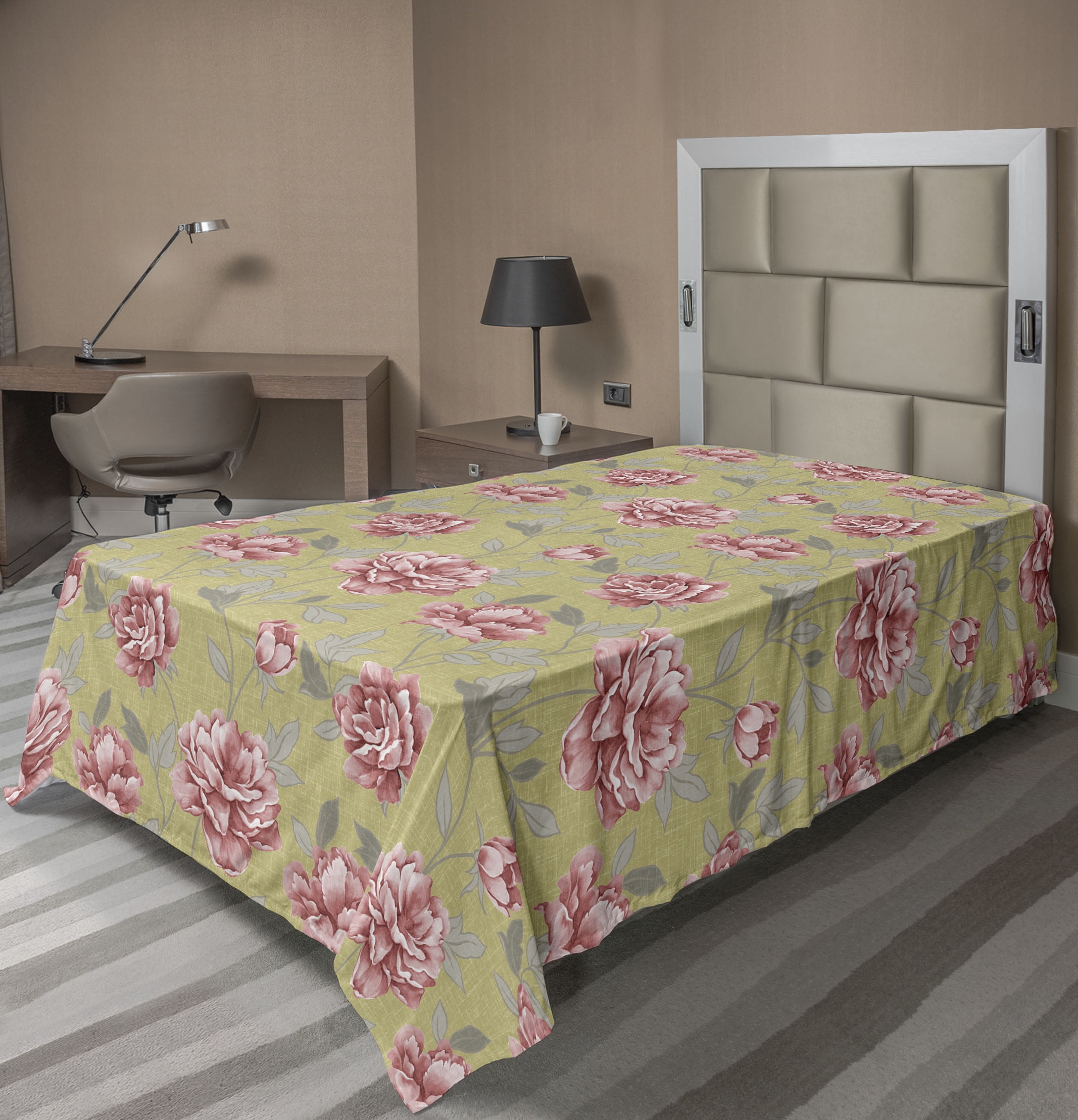 Ambesonne Floral Design Flat Bedding Sheet Soft Top Sheet, Art Flowers ...