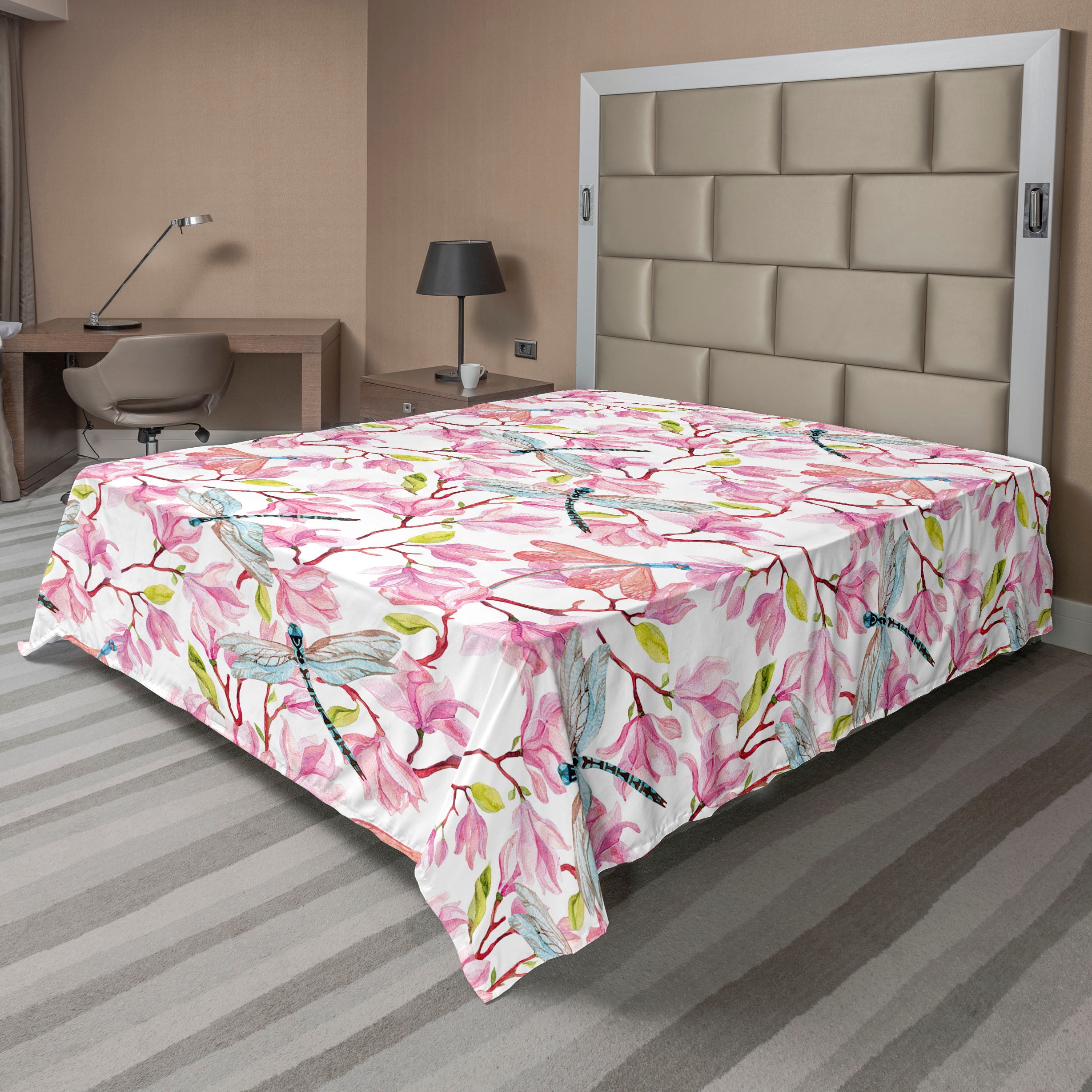 Ambesonne Floral Design Flat Bedding Sheet Soft Top Sheet, Art ...