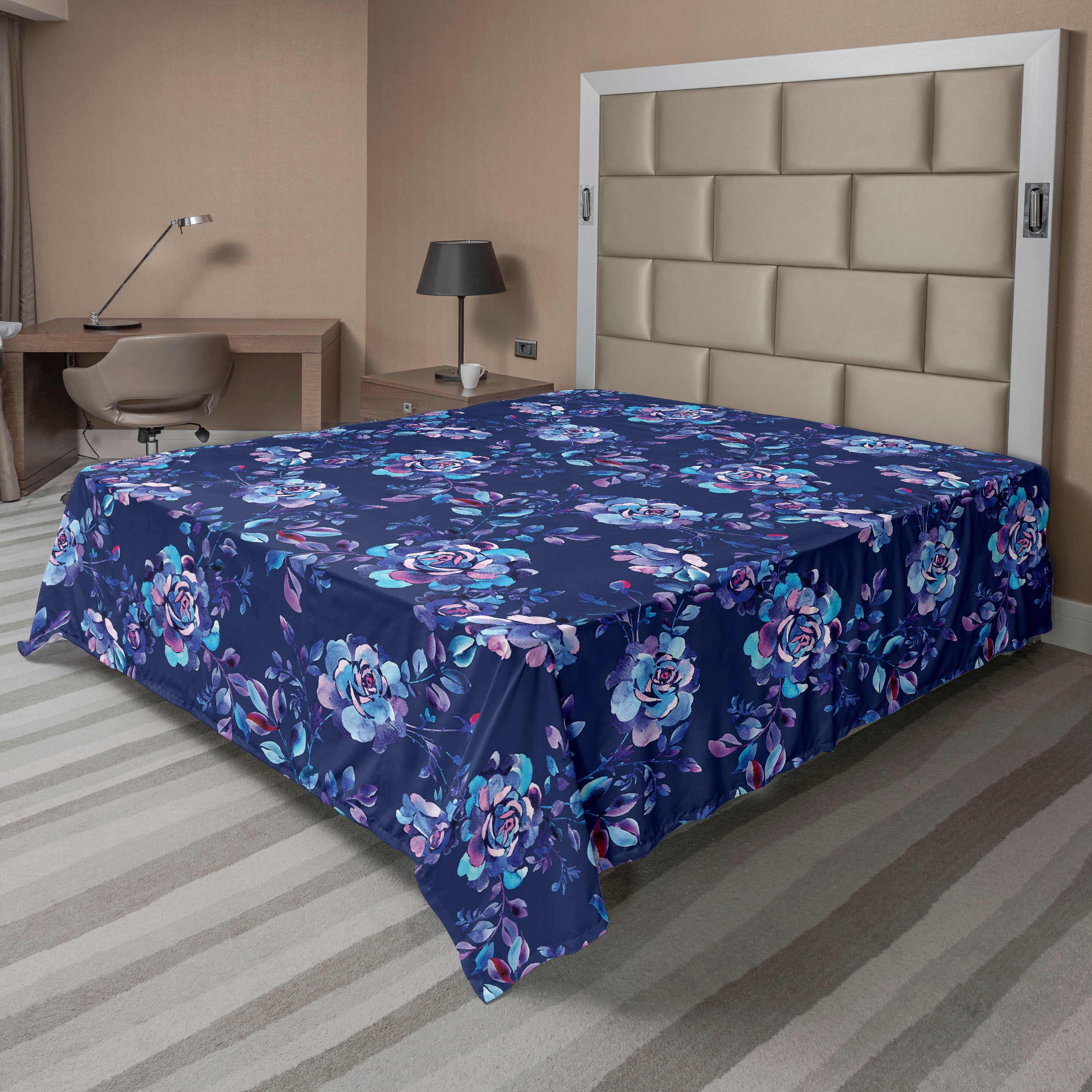Ambesonne Floral Design Flat Bedding Sheet Soft Top Sheet, Inverted ...