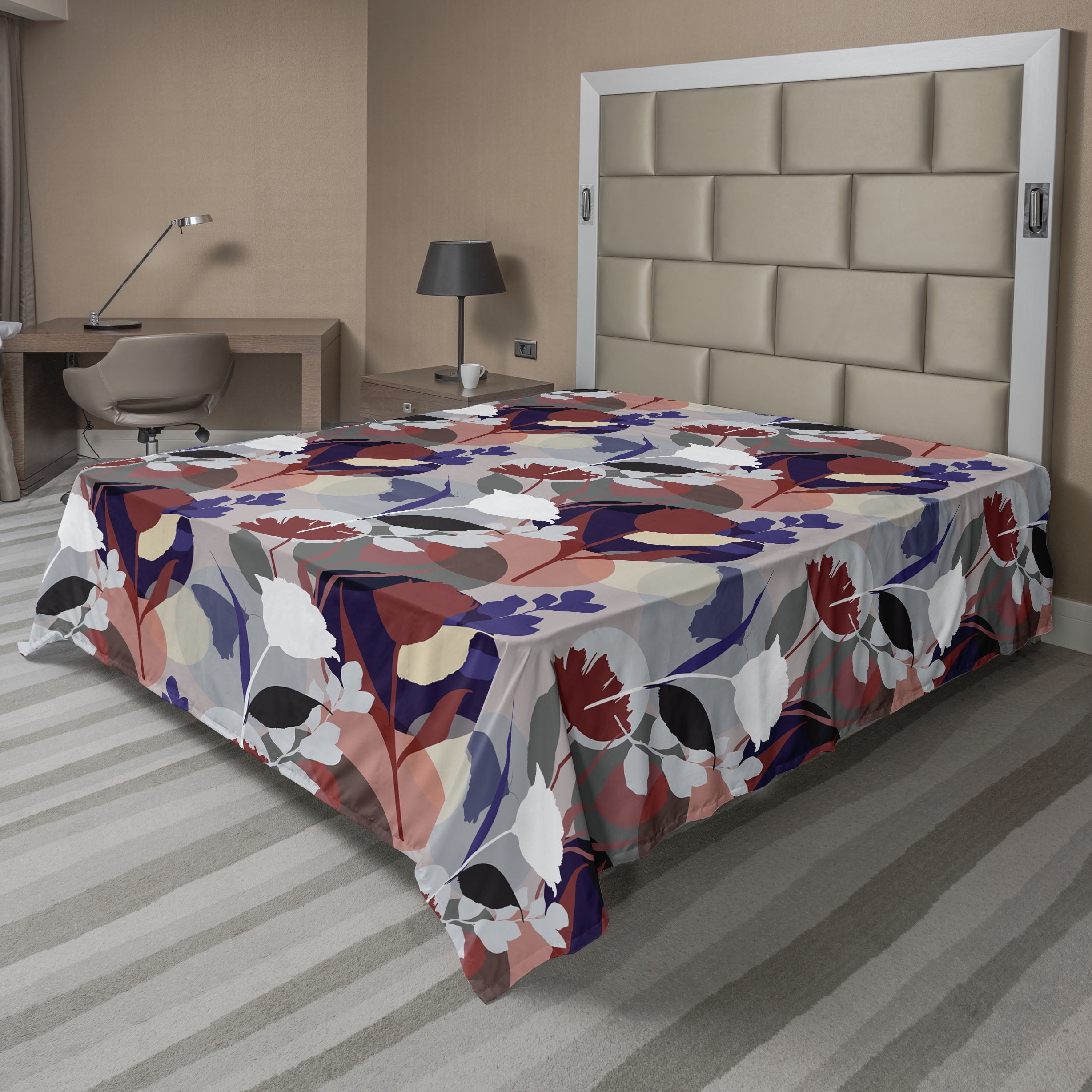 Ambesonne Floral Design Flat Bedding Sheet Soft Top Sheet, Modern ...