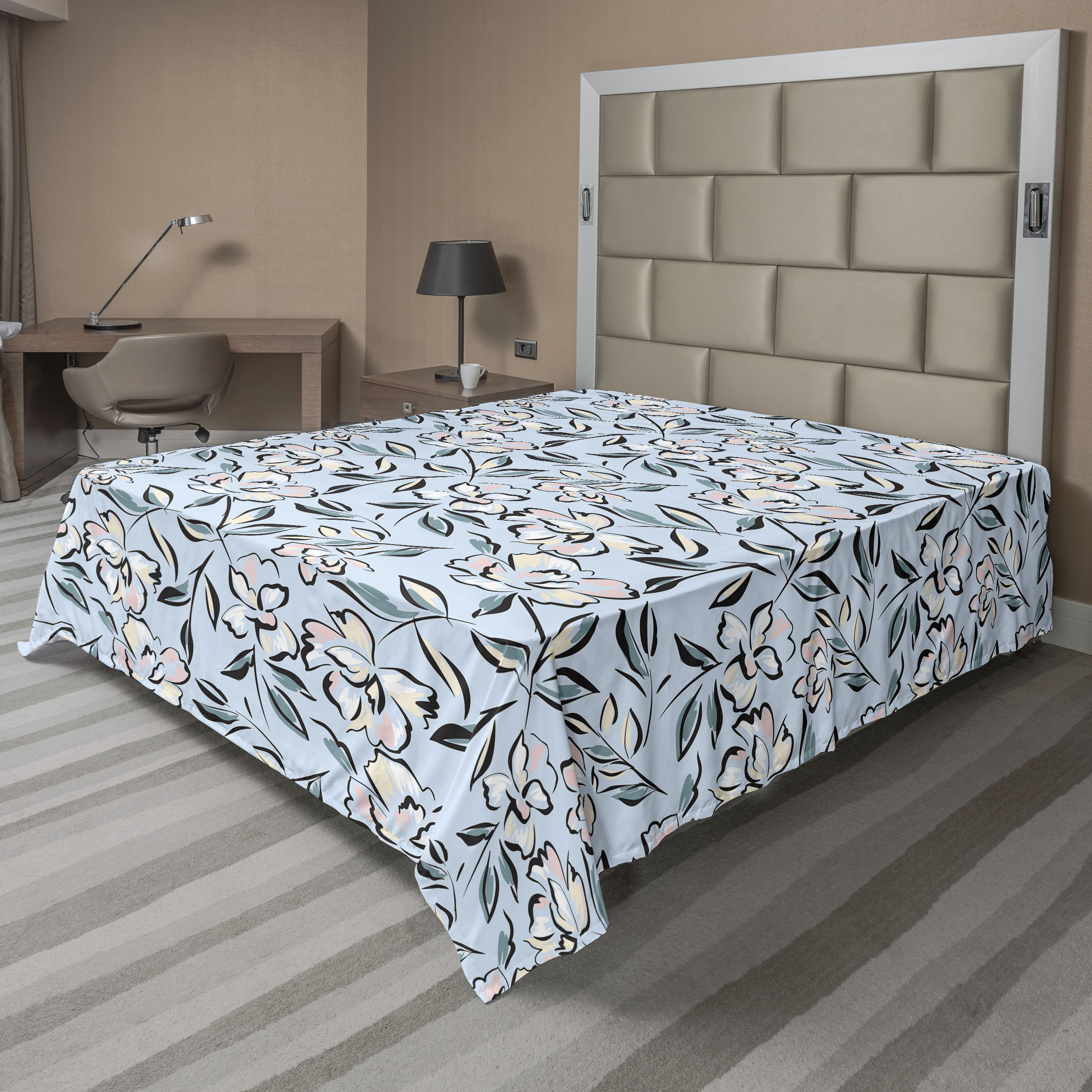 Ambesonne Floral Design Flat Bedding Sheet Soft Top Sheet, Pastel Dream ...
