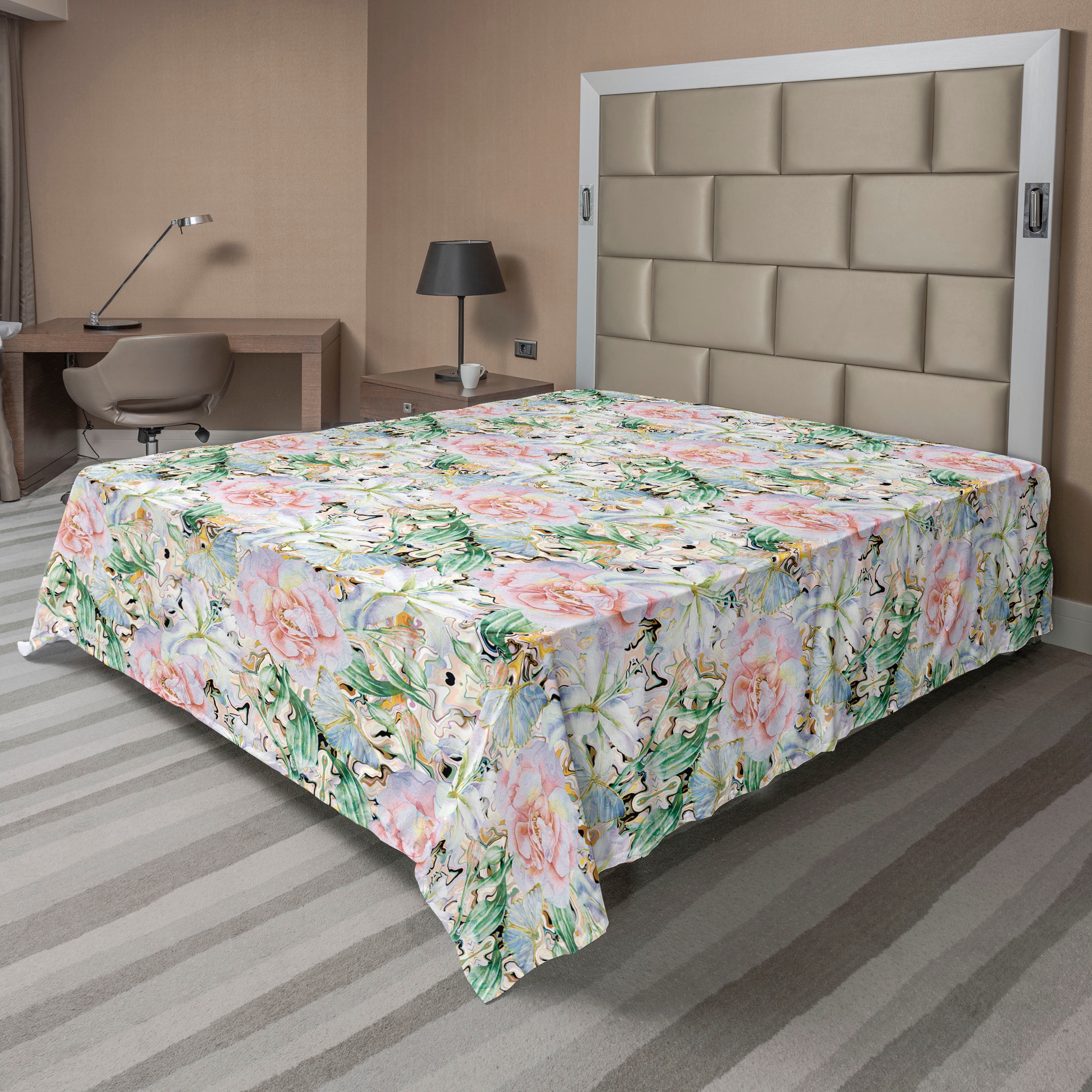 Ambesonne Floral Design Flat Bedding Sheet Soft Top Sheet, Psychedelic ...
