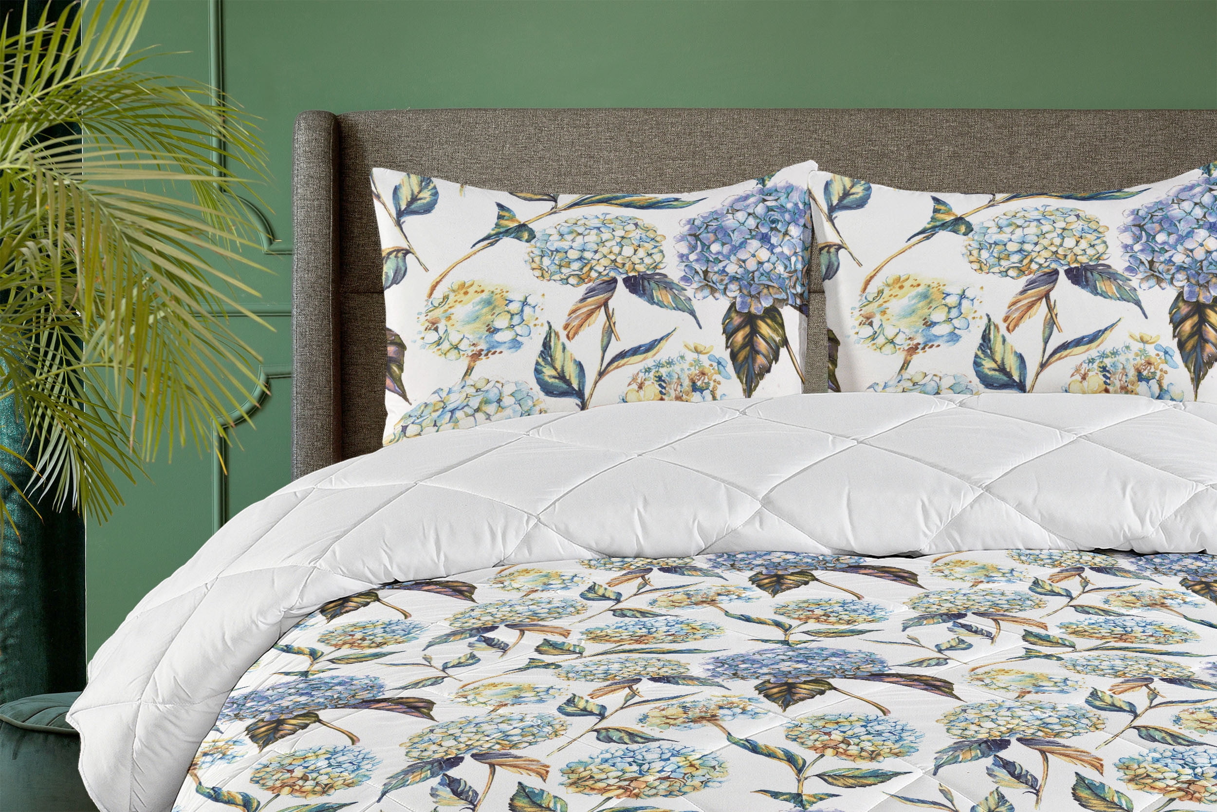 Ambesonne Floral Down Alternative Quilt Comforter, Hydrangea Flowers ...