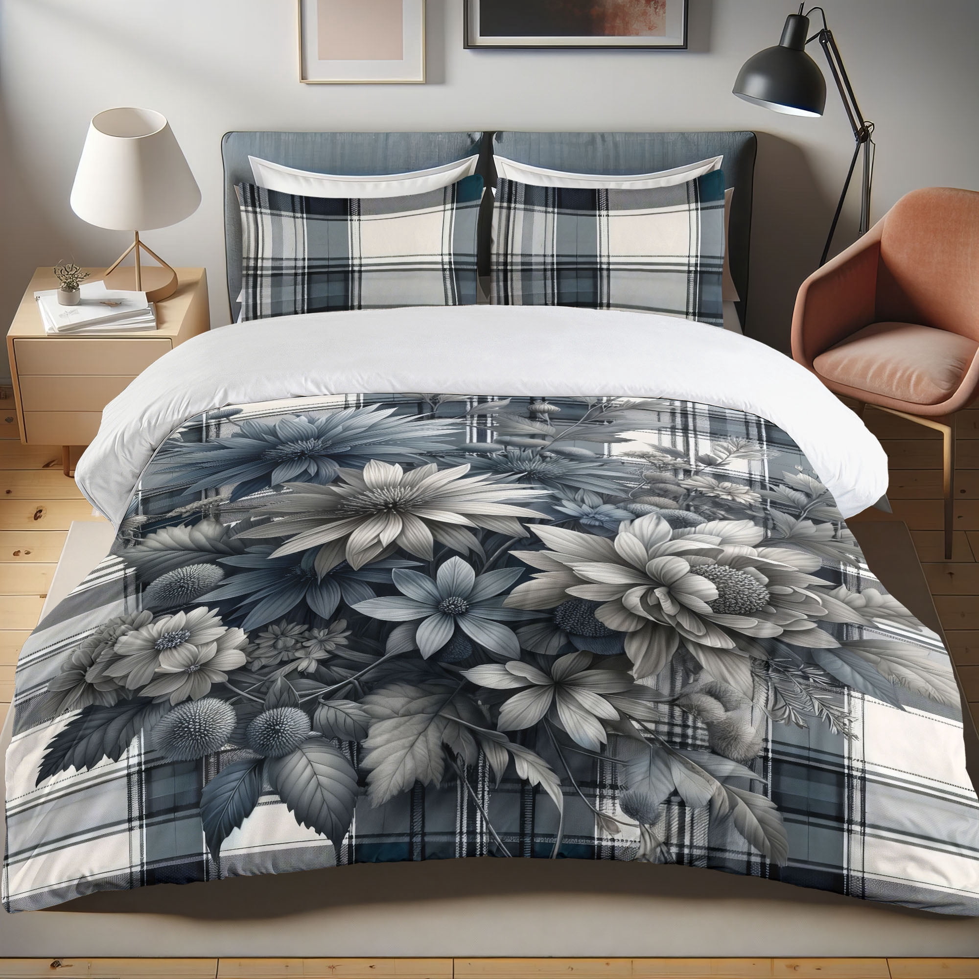 Ambesonne Floral Duvet Cover Set, Modern Huddles of Sunflowers, King ...