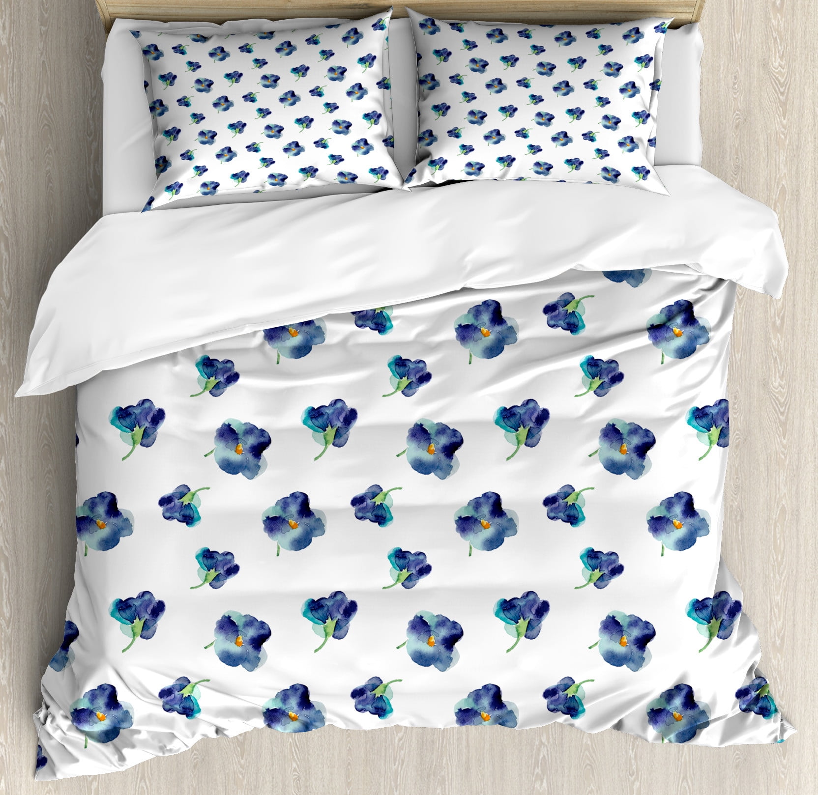 Ambesonne Floral Duvet Cover Set, Watercolor Violet Blooms, 2-Calking ...