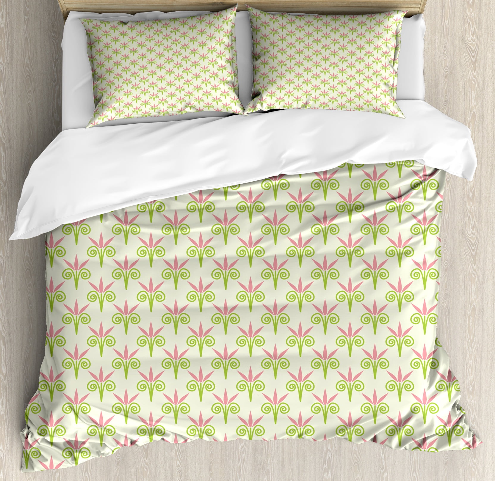 Ambesonne Floral Duvet Cover Sets, Pastel Tulip Flower Motif, 2-King ...