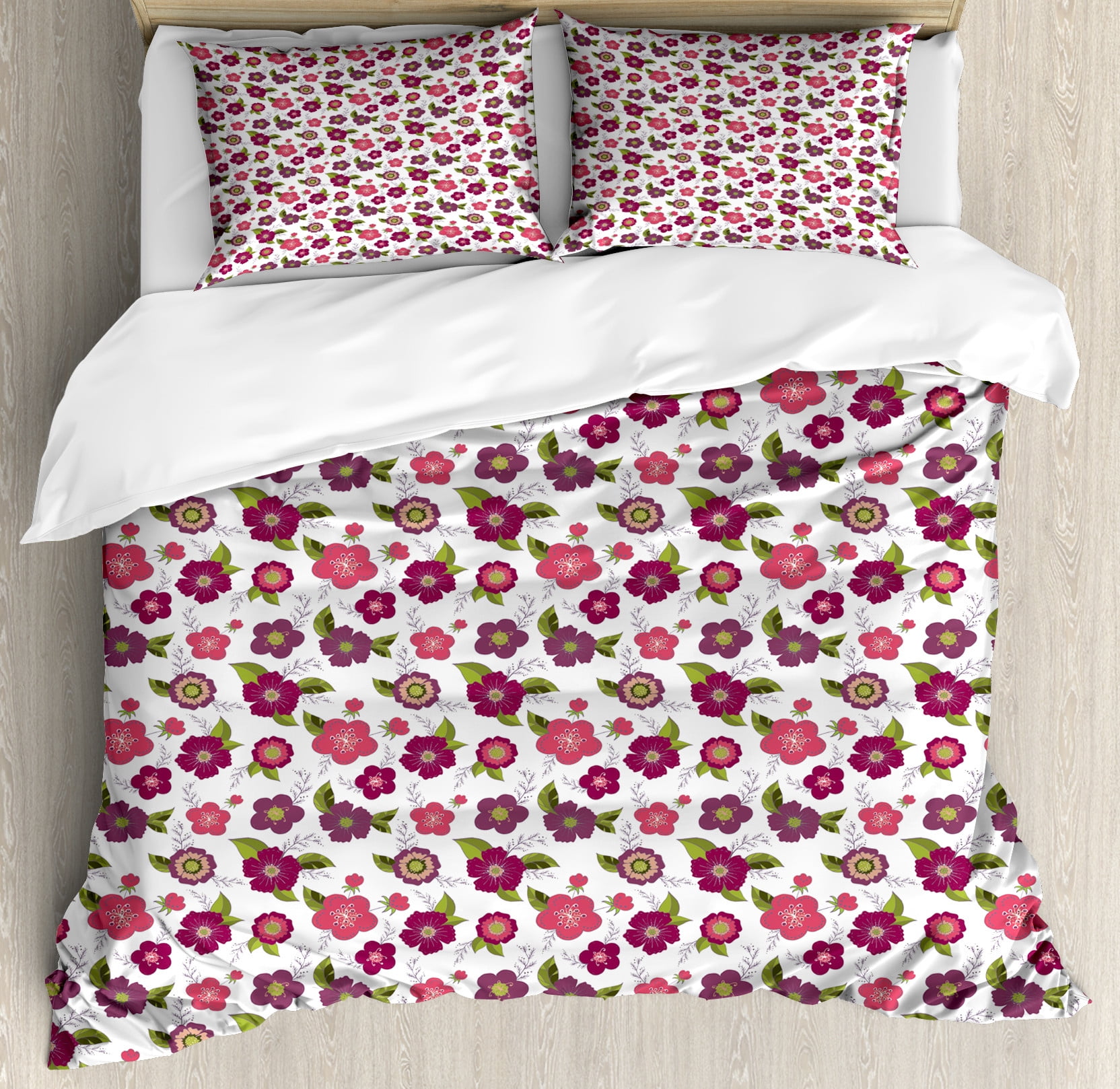 Ambesonne Floral Duvet Cover Sets, Romantic Garden Petals, 2-King ...