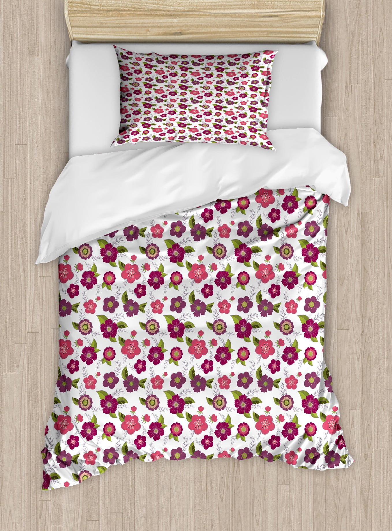 Ambesonne Floral Duvet Cover Sets, Romantic Garden Petals, 2-Twin ...