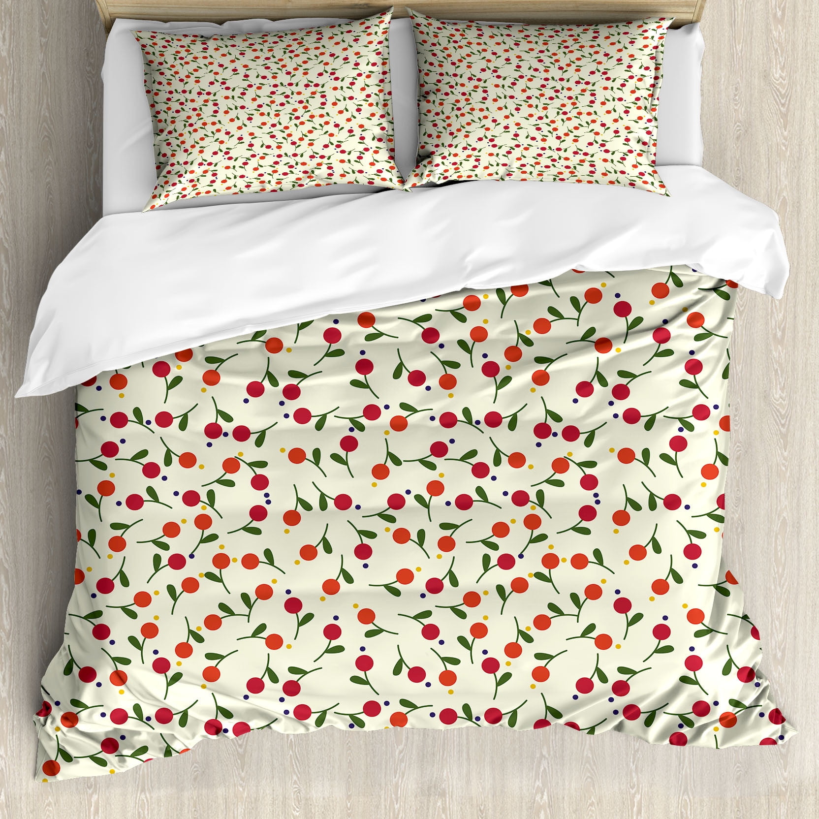 Ambesonne Floral Duvet Cover Sets, Simple Circle Shaped Flowers, 2 ...